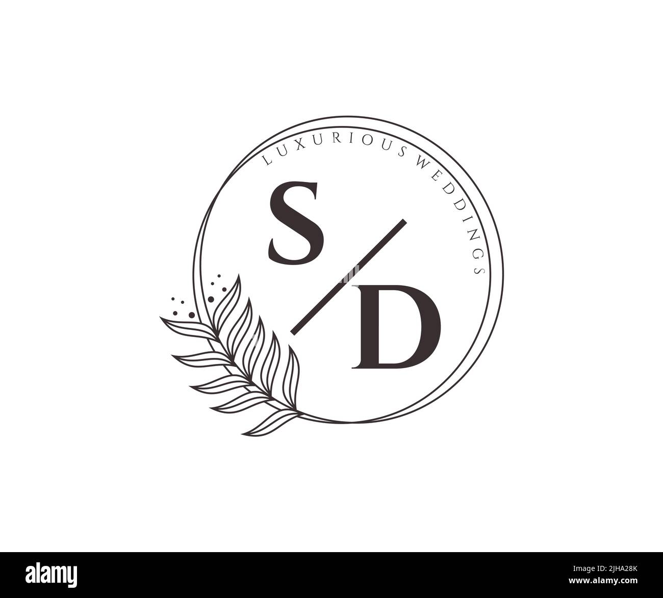 SD Initials letter Wedding monogram logos template, hand drawn modern ...