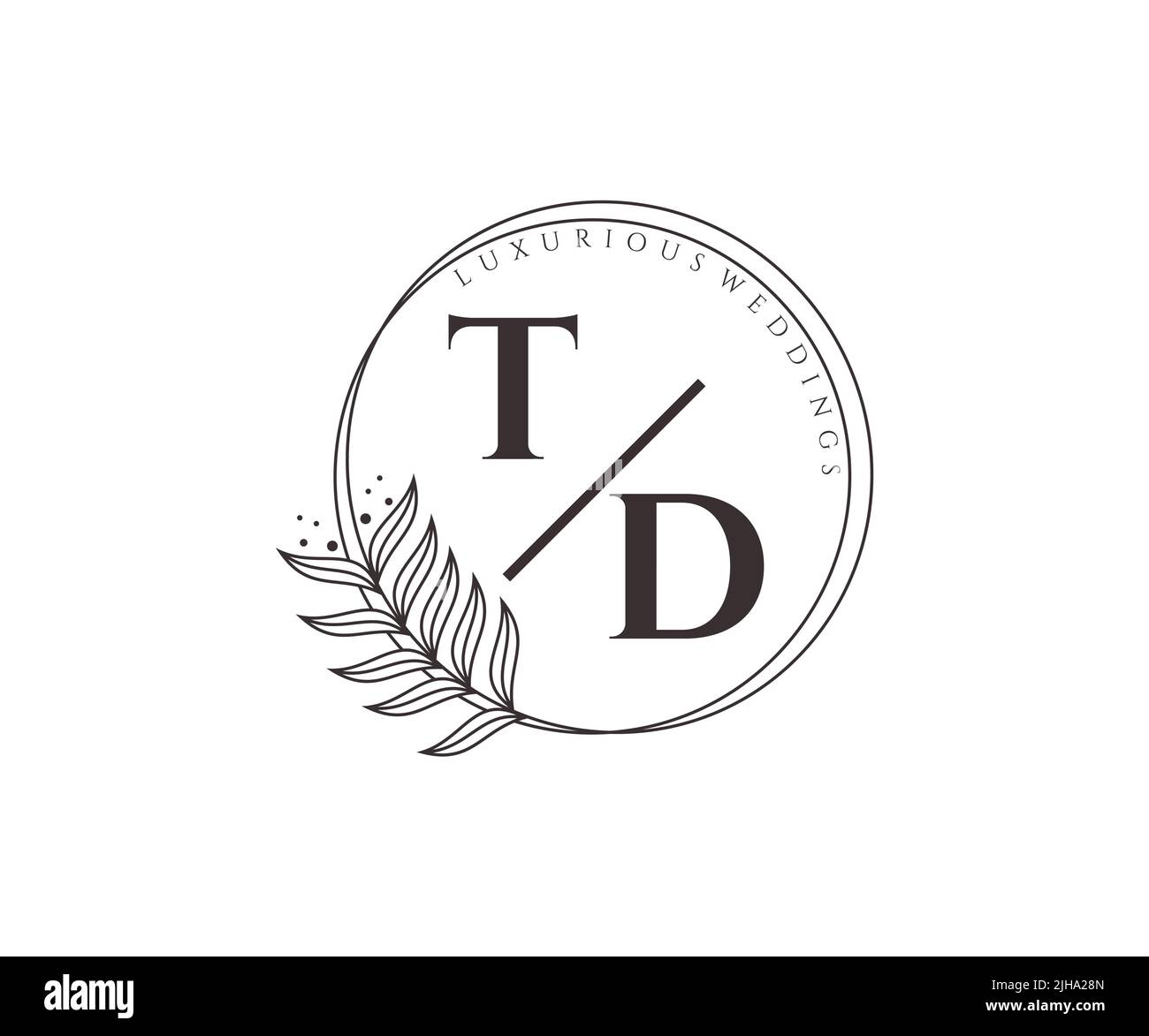 TD Initials letter Wedding monogram logos template, hand drawn modern ...