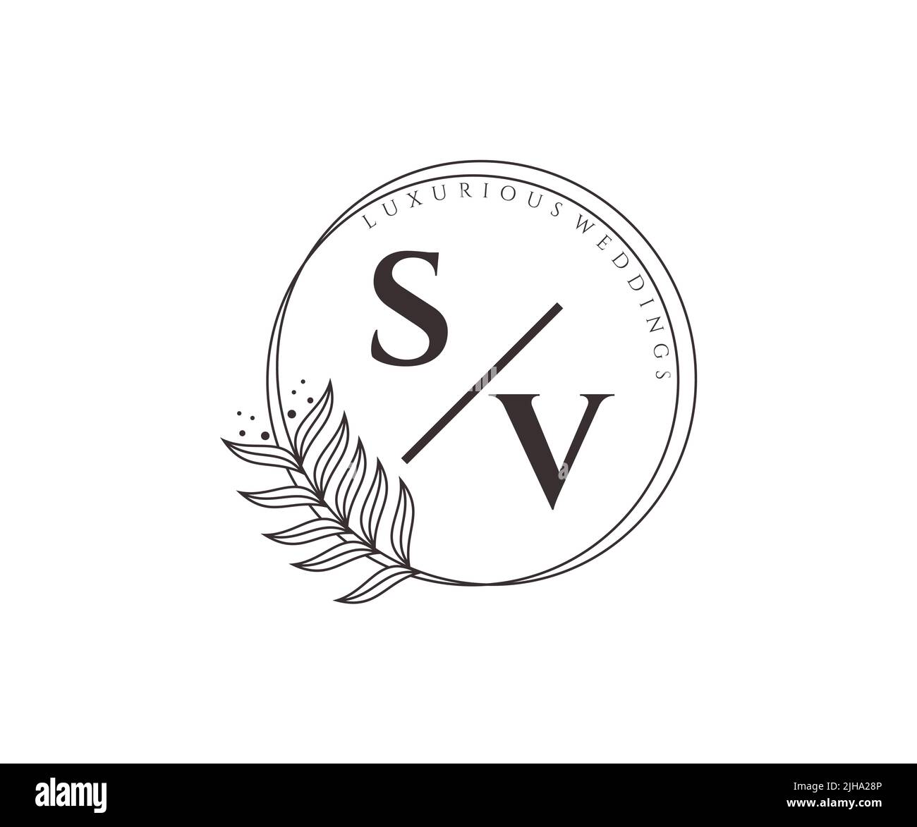 SV Initials letter Wedding monogram logos template, hand drawn modern ...