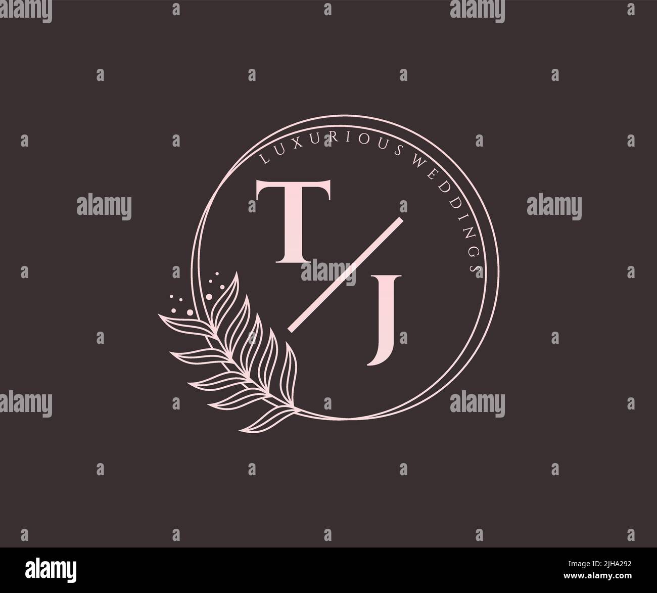 TJ Initials letter Wedding monogram logos template, hand drawn modern minimalistic and floral ...
