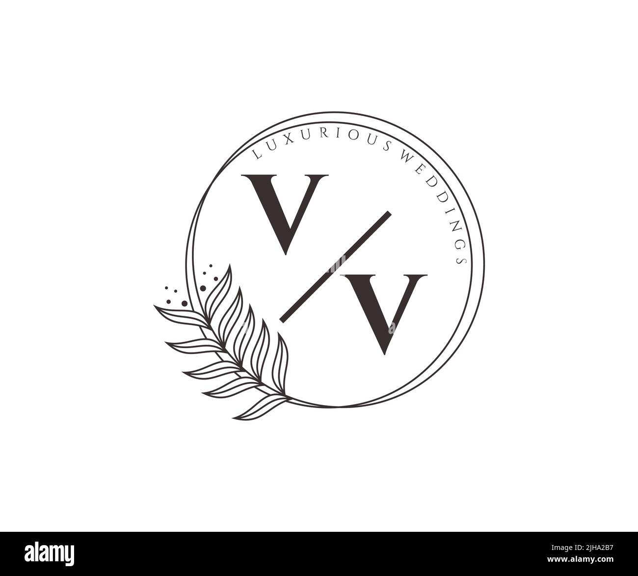 VV Initials letter Wedding monogram logos template, hand drawn modern ...