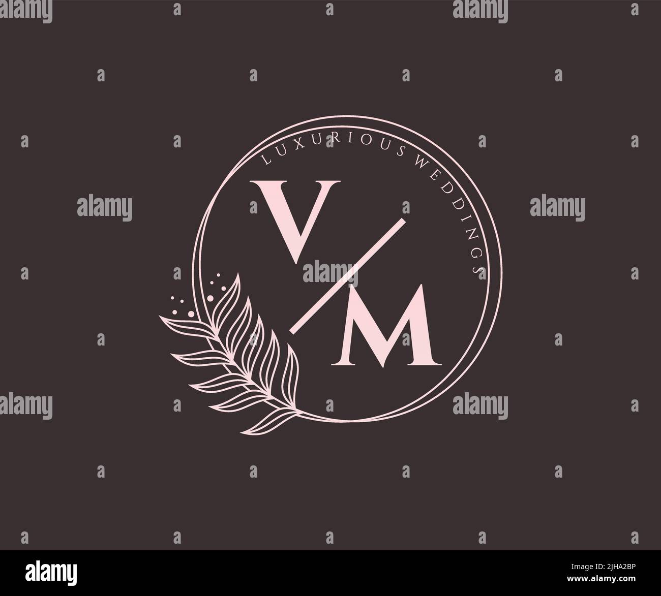 VM Initials letter Wedding monogram logos template, hand drawn modern ...