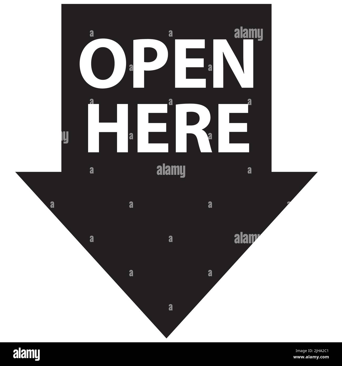 open here icon on white background. open here sticker sign. Instruction ...