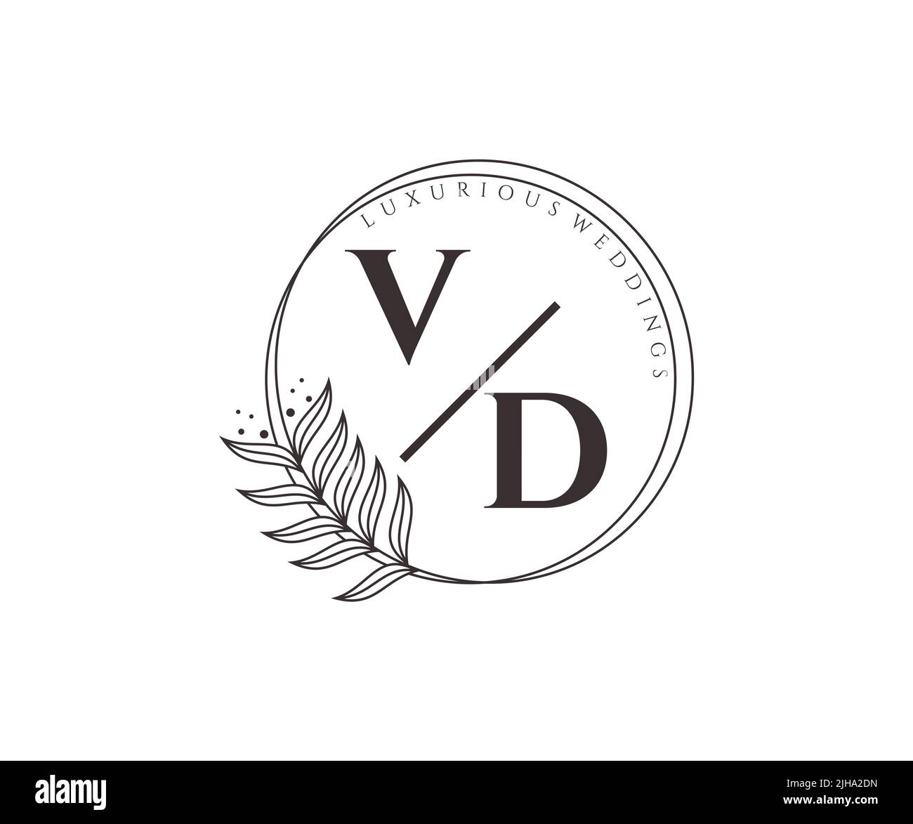 VD Initials letter Wedding monogram logos template, hand drawn modern ...
