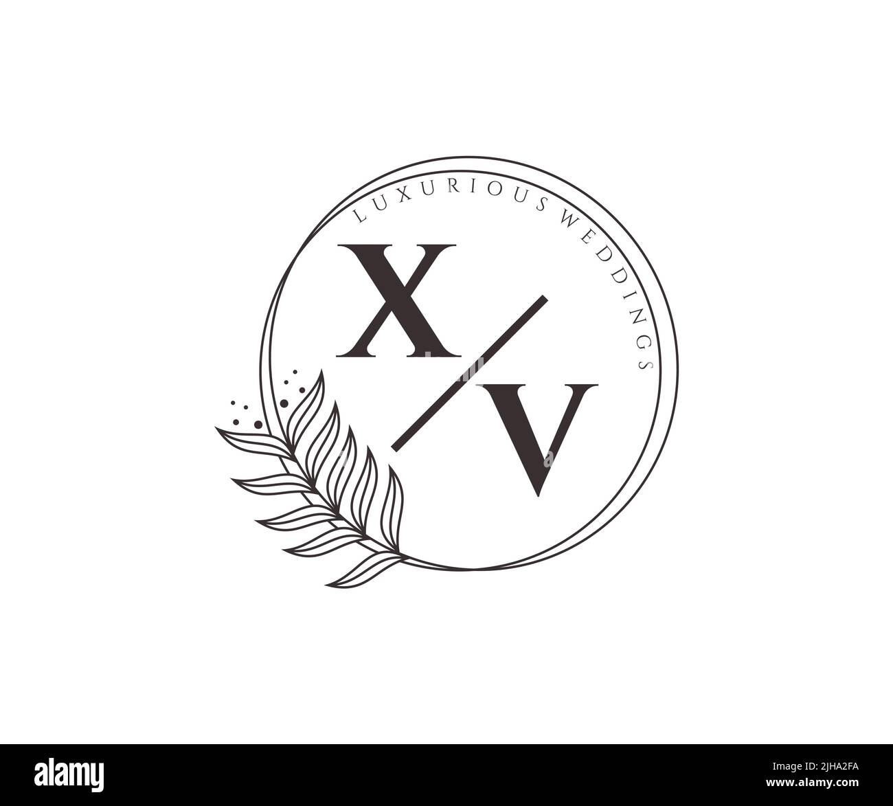 XV Initials letter Wedding monogram logos template, hand drawn modern ...