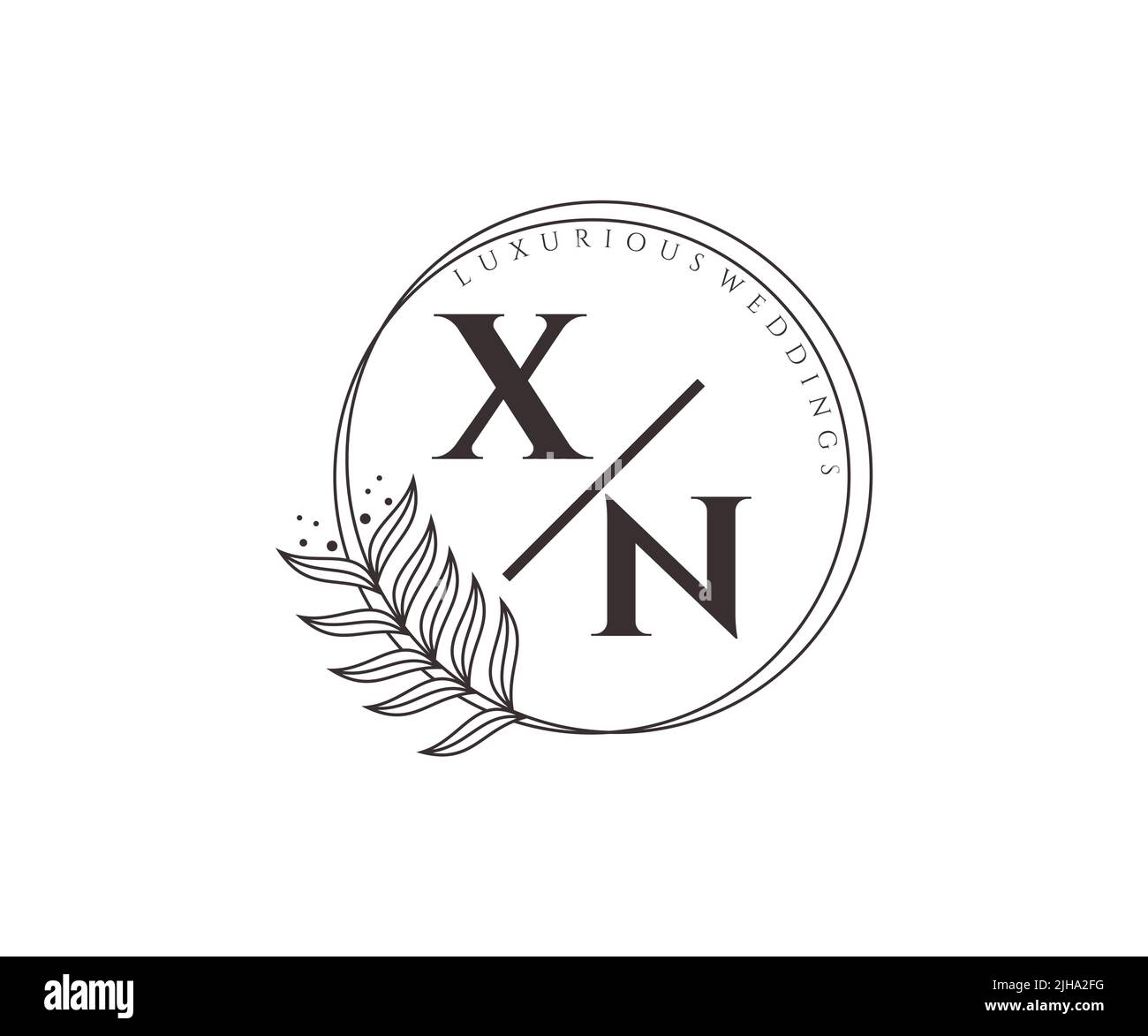 XN Initials letter Wedding monogram logos template, hand drawn modern ...