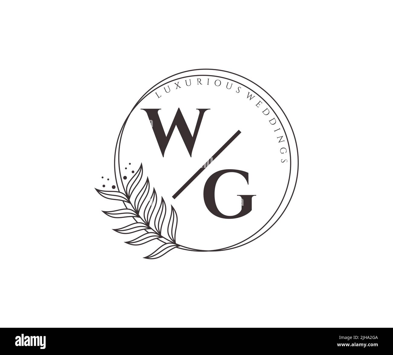 WG Initials letter Wedding monogram logos template, hand drawn modern ...