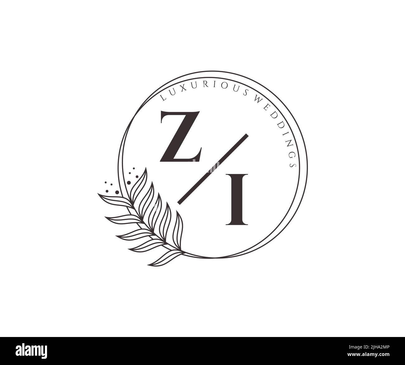 ZI Initials letter Wedding monogram logos template, hand drawn modern ...