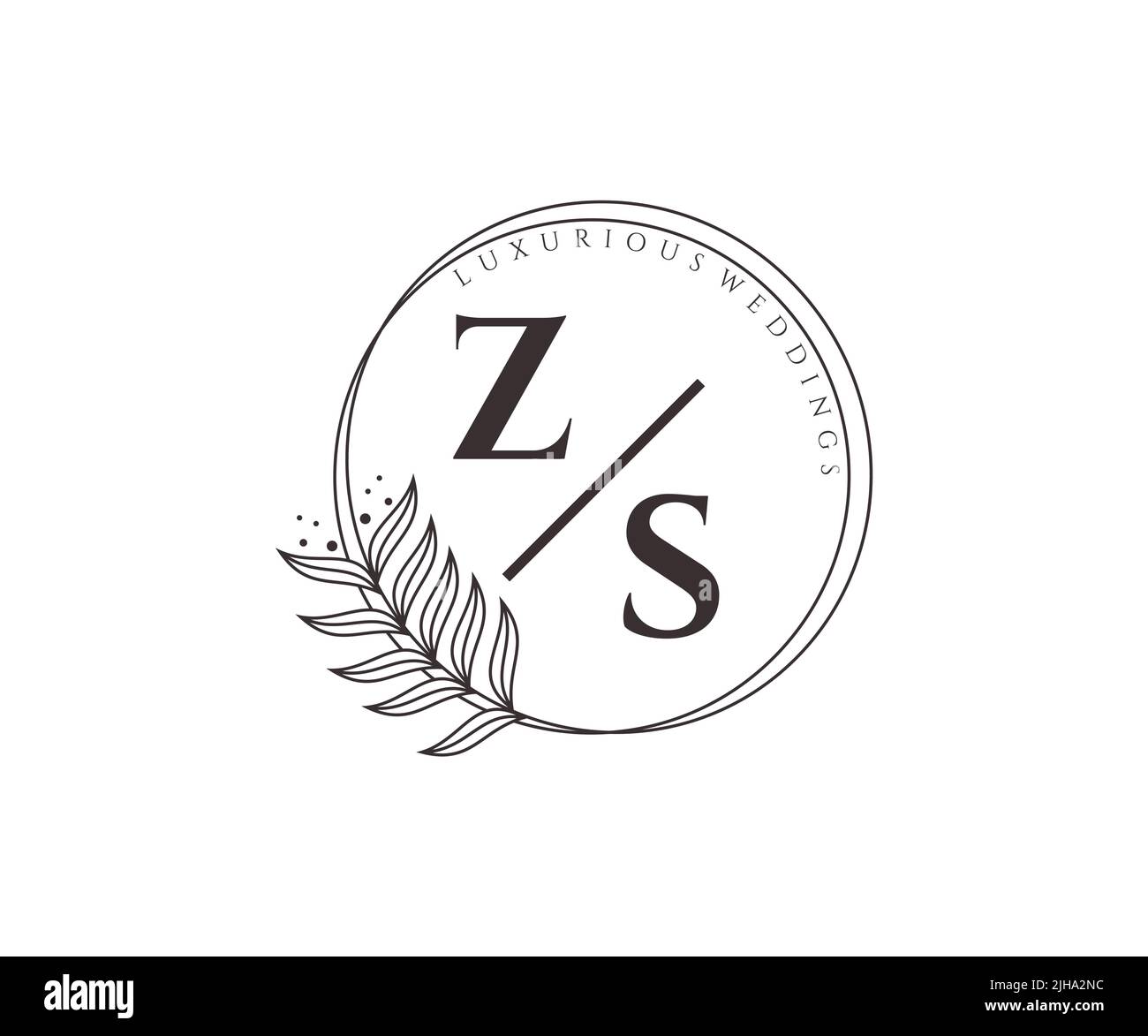 ZS Initials letter Wedding monogram logos template, hand drawn modern ...