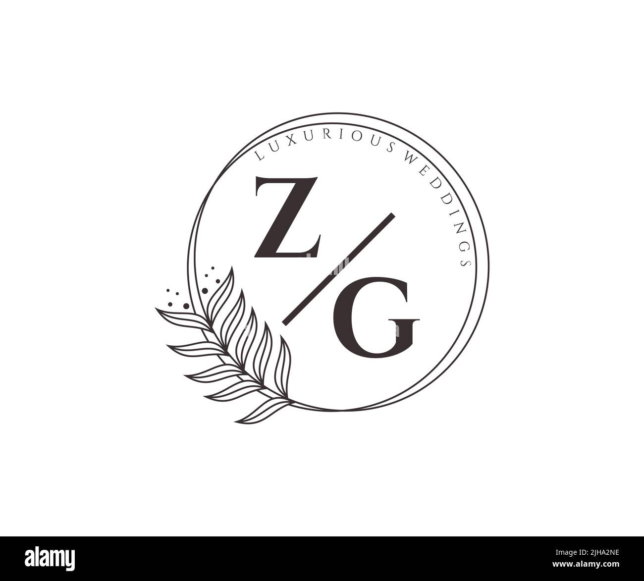 ZG Initials letter Wedding monogram logos template, hand drawn modern ...
