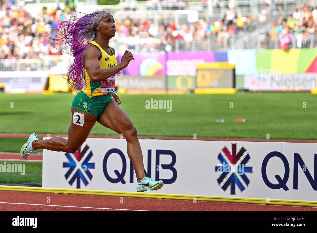 EUGENE, UNITED STATES - JULY 16: Shelley-Ann Fraser-Pryce of Jamaica ...