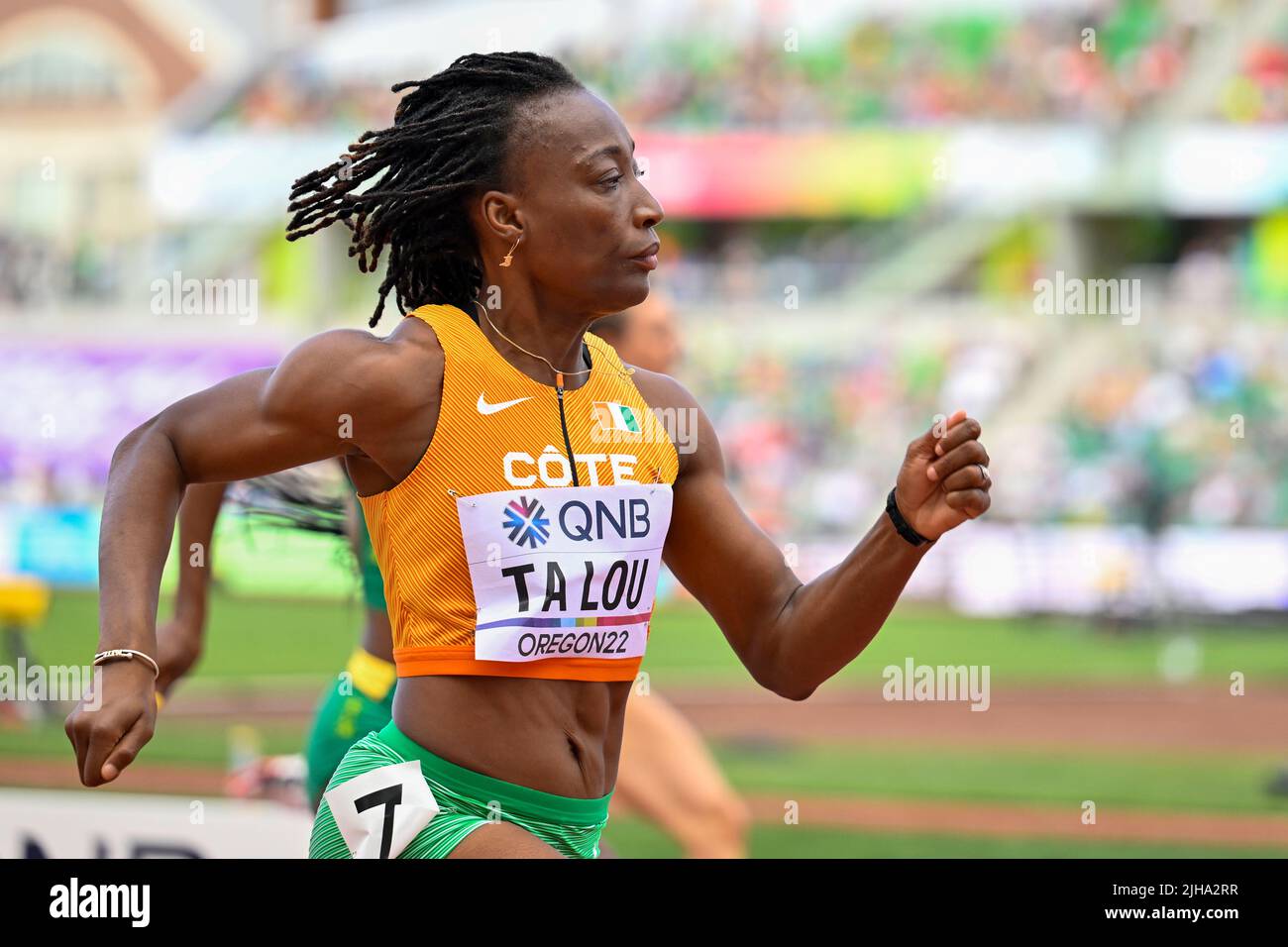 EUGENE, UNITED STATES - JULY 16: Marie-Josee Ta Lou of Cote d’Ivoire ...