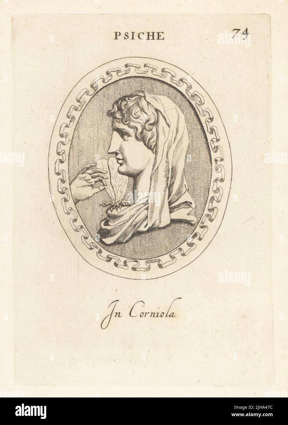 Bust of Psyche, Greek goddess of the soul, holding a butterfly by its ...