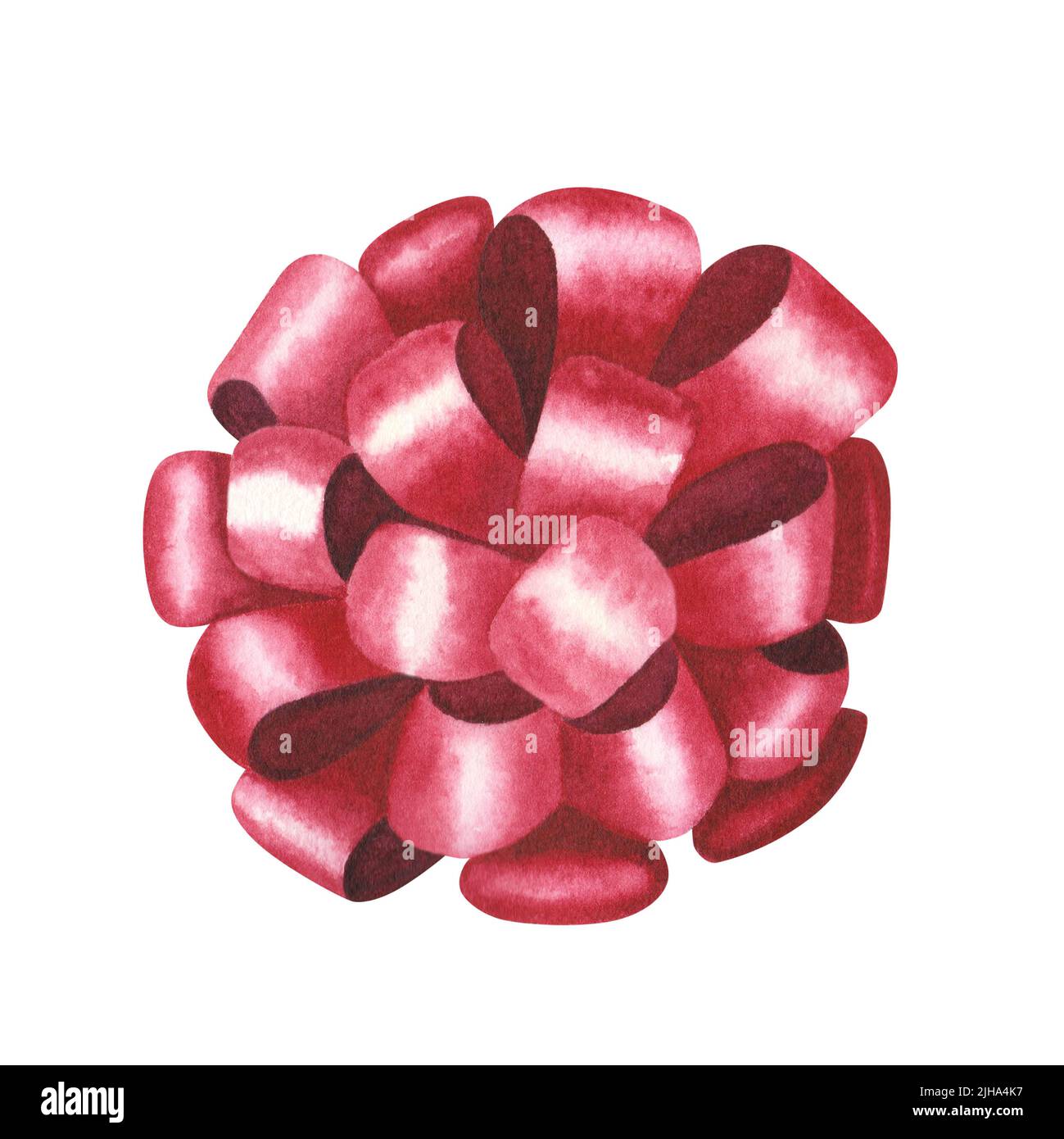 Red silk ribbon bow isolated on white background. Watercolor hand drawn ...