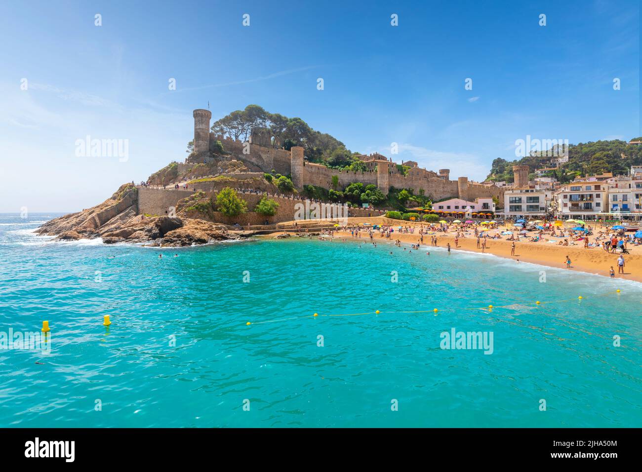 The 12th Century castle along the beach and coastline at the Costa ...