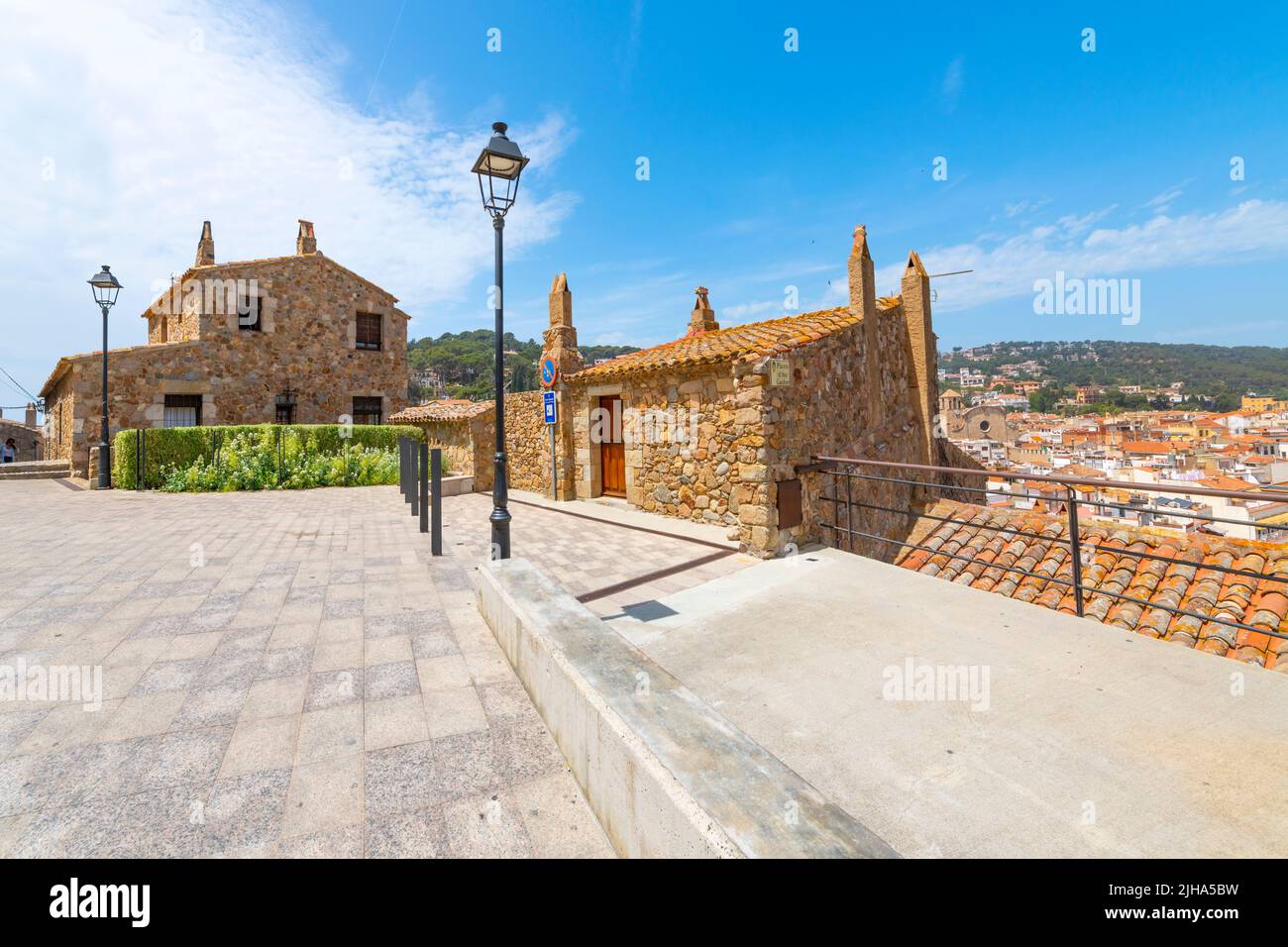 Views from the 12th century hilltop castle of the beach and old town of ...