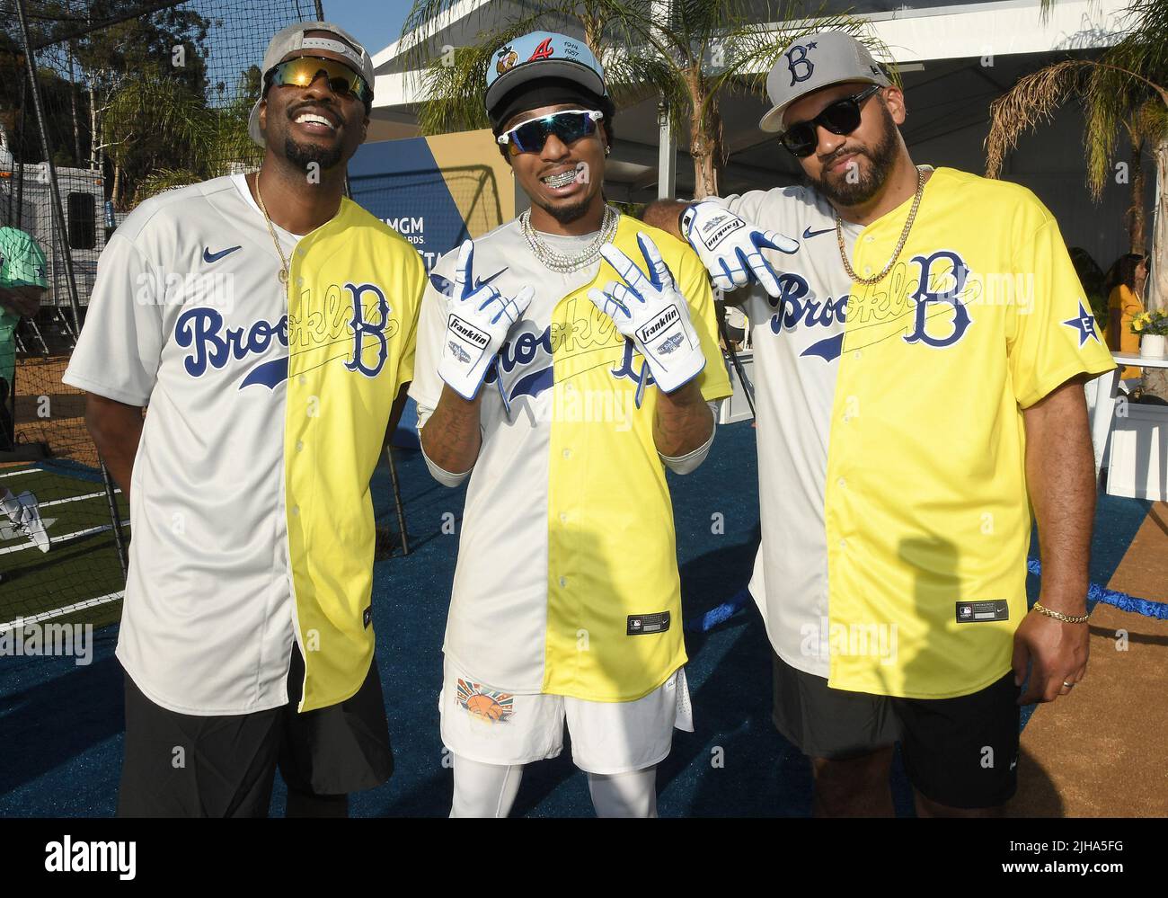 (L-R) Yahya Abdul-Mateen II, Quavo and The Kid Mero at the 2022 MLB All ...