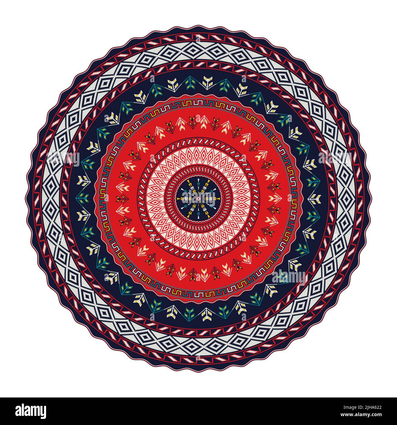 Traditional Georgian round decorative element, isolated vector over ...