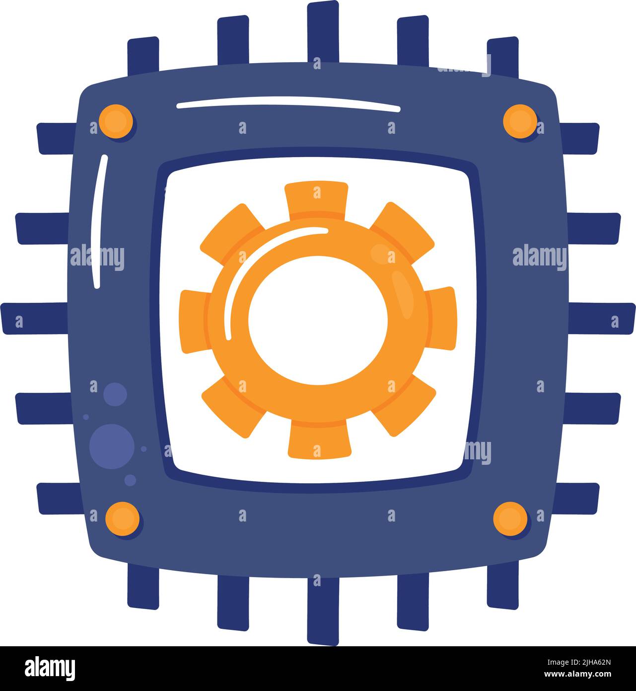 gear cog in chip electronic icon Stock Vector Image & Art - Alamy