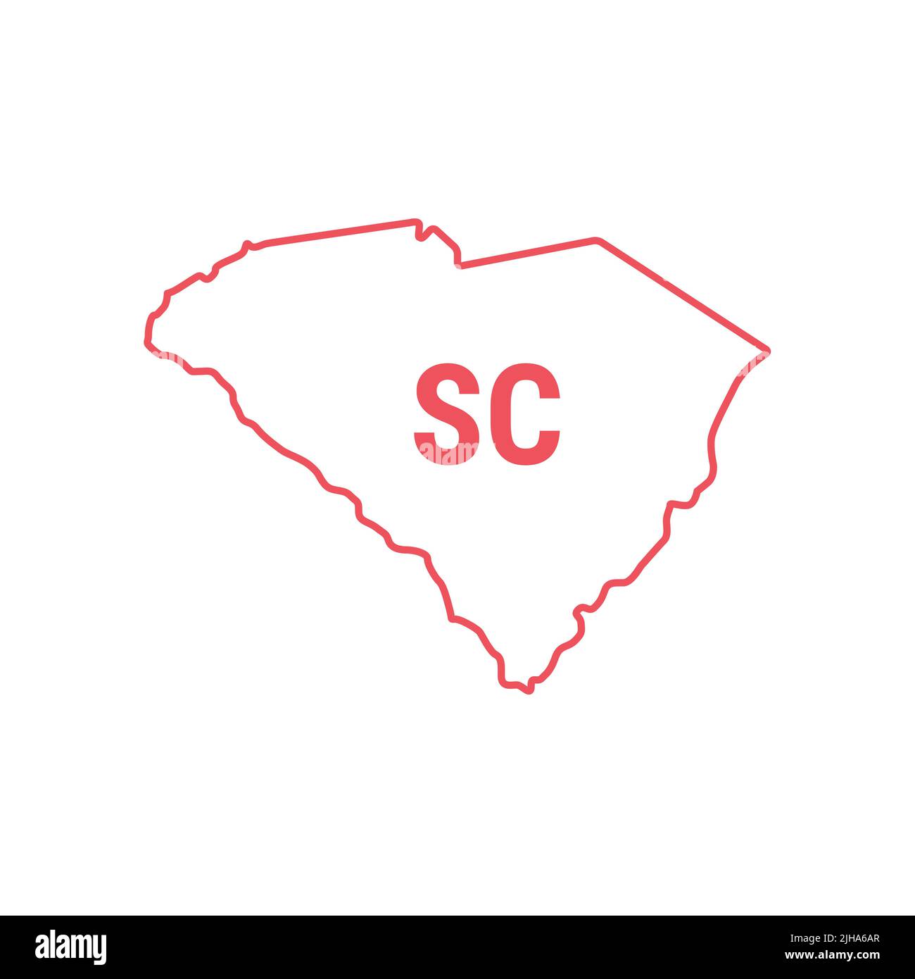 South Carolina US state map red outline border. illustration isolated ...