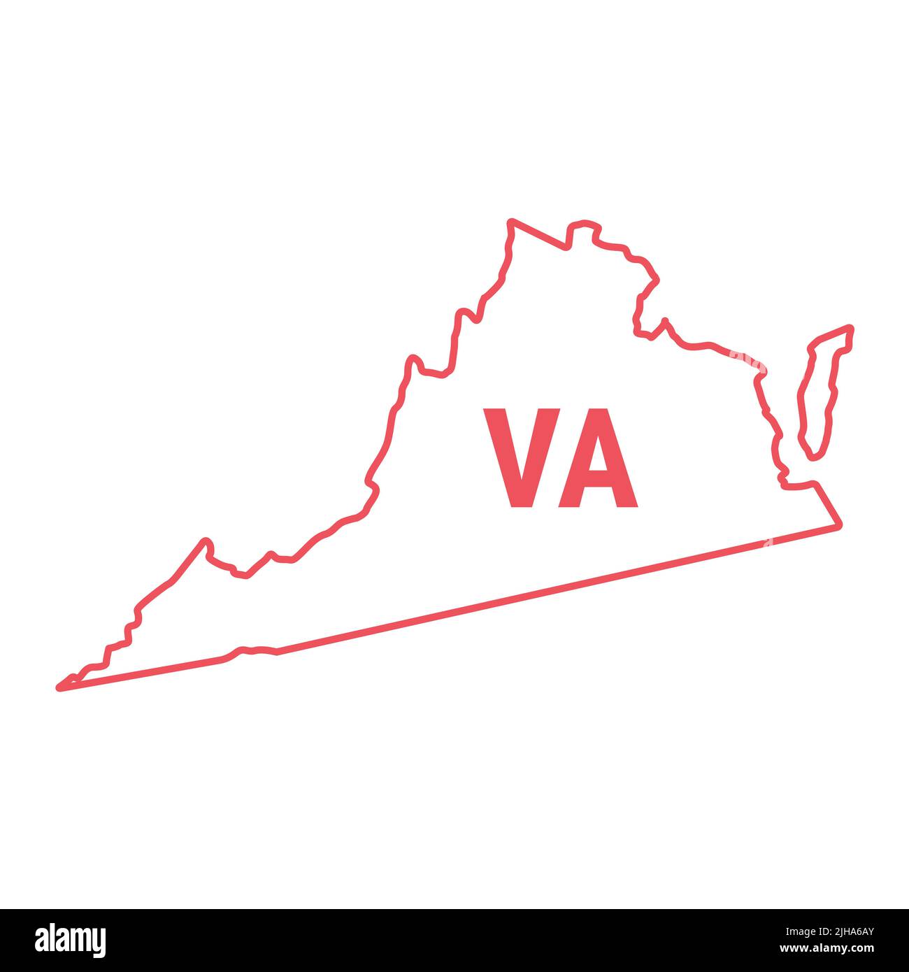 Virginia US state map red outline border. illustration isolated on ...