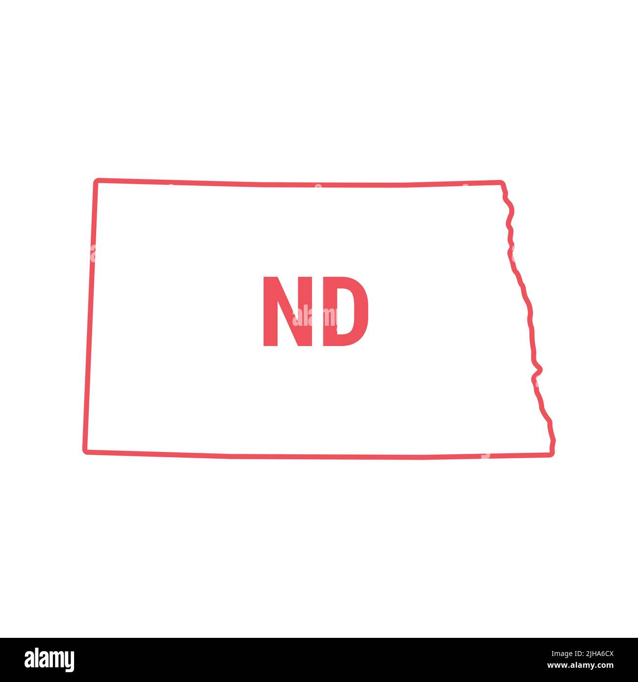 North Dakota US state map red outline border. illustration isolated on ...