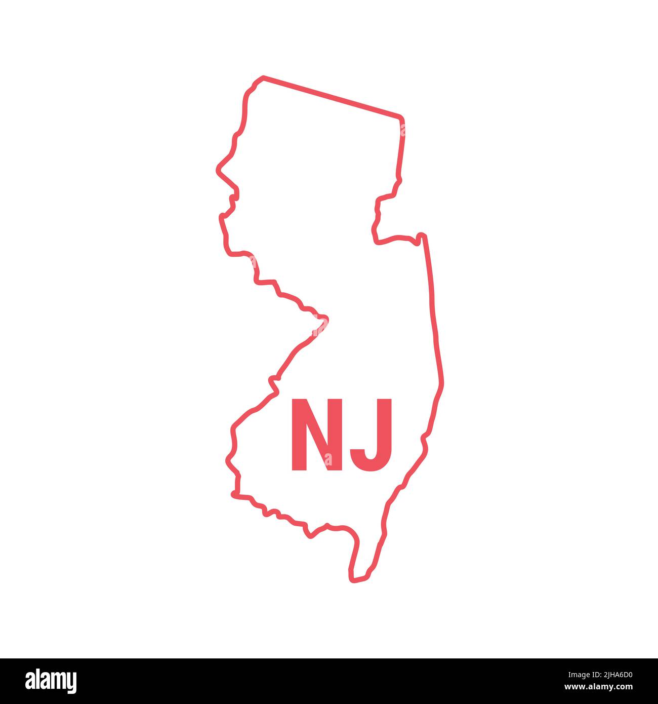New Jersey US state map red outline border. illustration isolated on ...