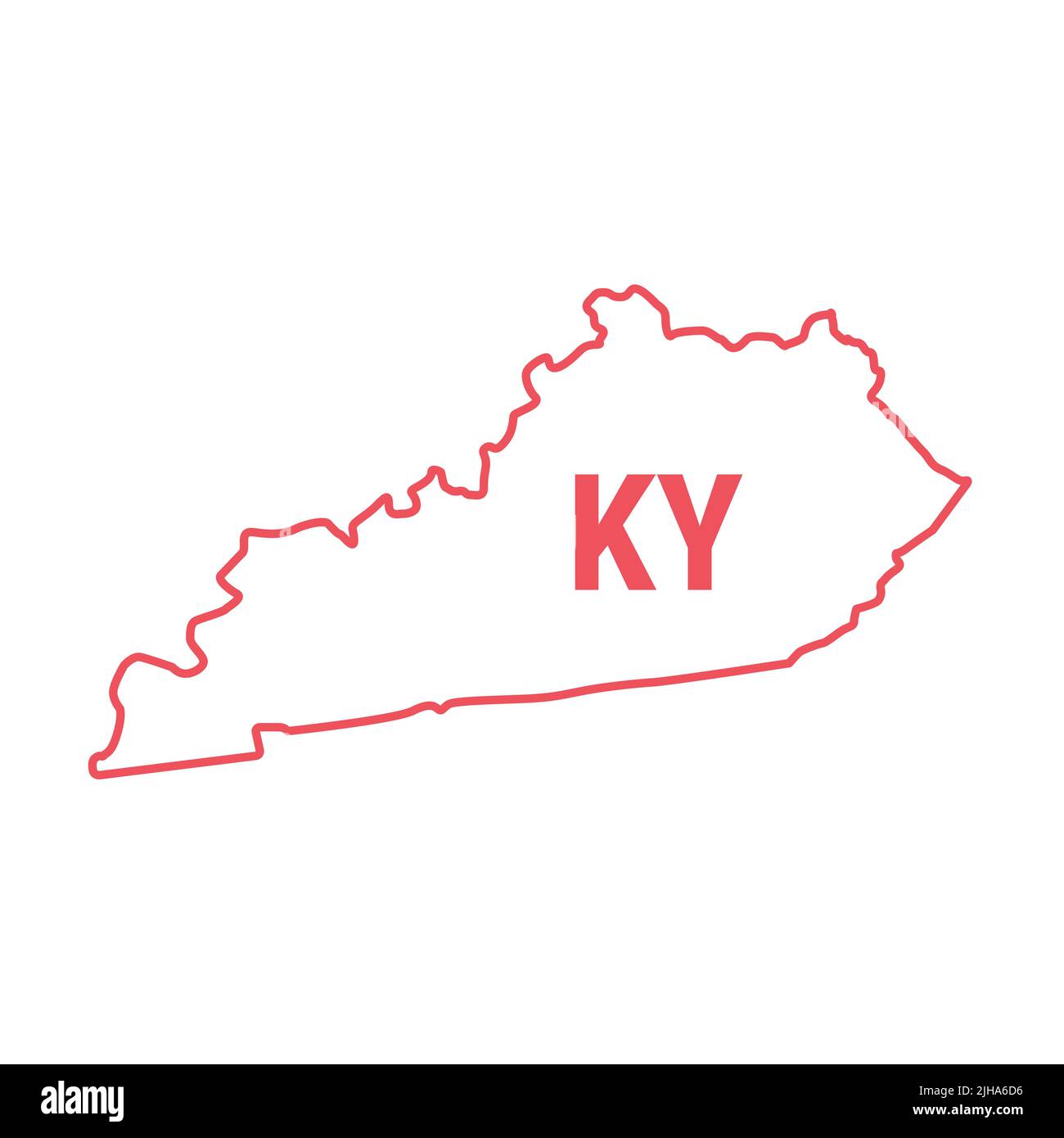 Kentucky US state map red outline border. illustration isolated on ...
