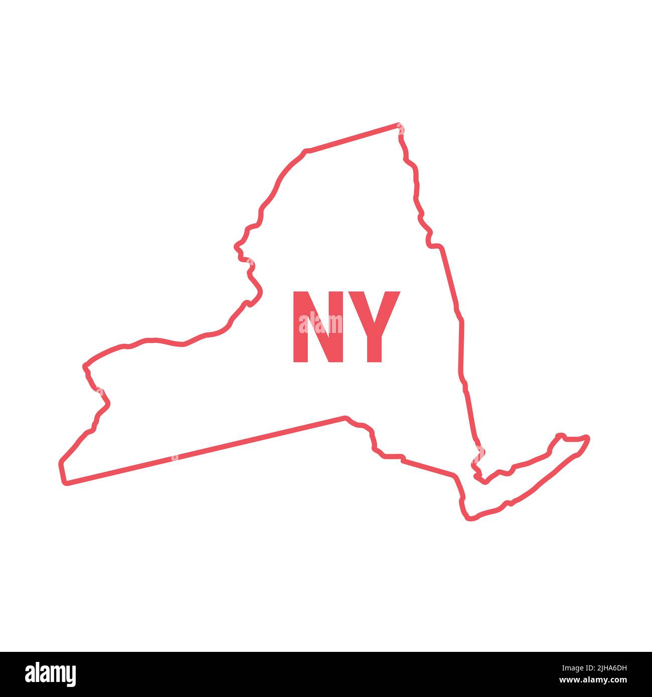 New York US state map red outline border. illustration isolated on ...