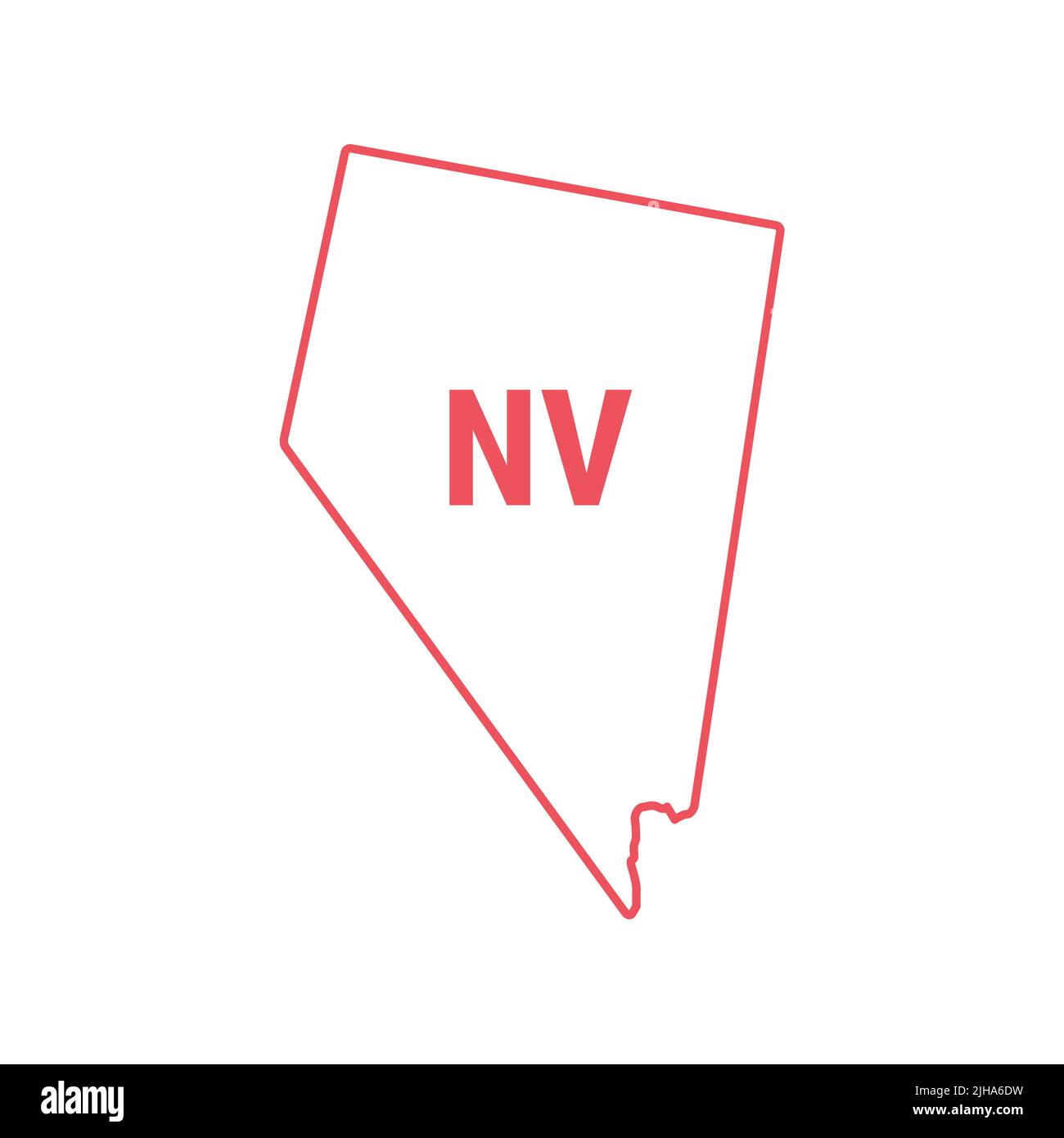 Nevada US state map red outline border. illustration isolated on white ...