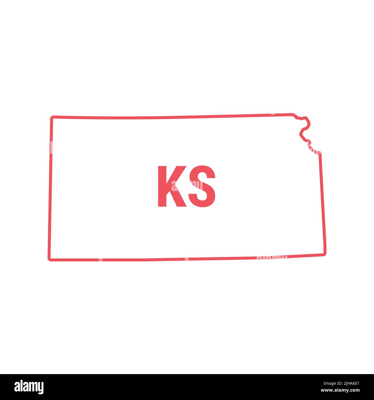 Kansas US state map red outline border. illustration isolated on white ...