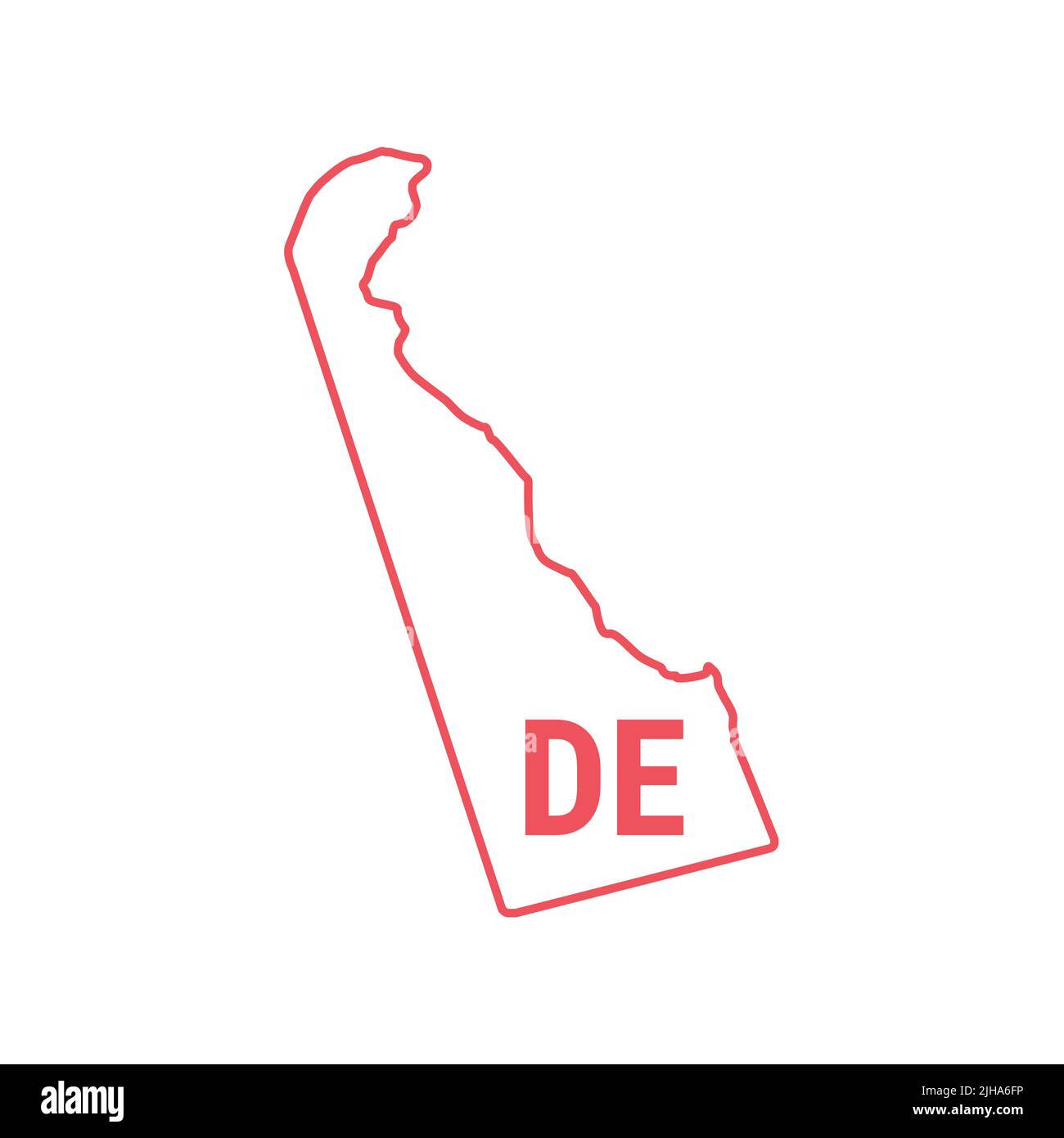 Delaware US state map red outline border. illustration isolated on ...