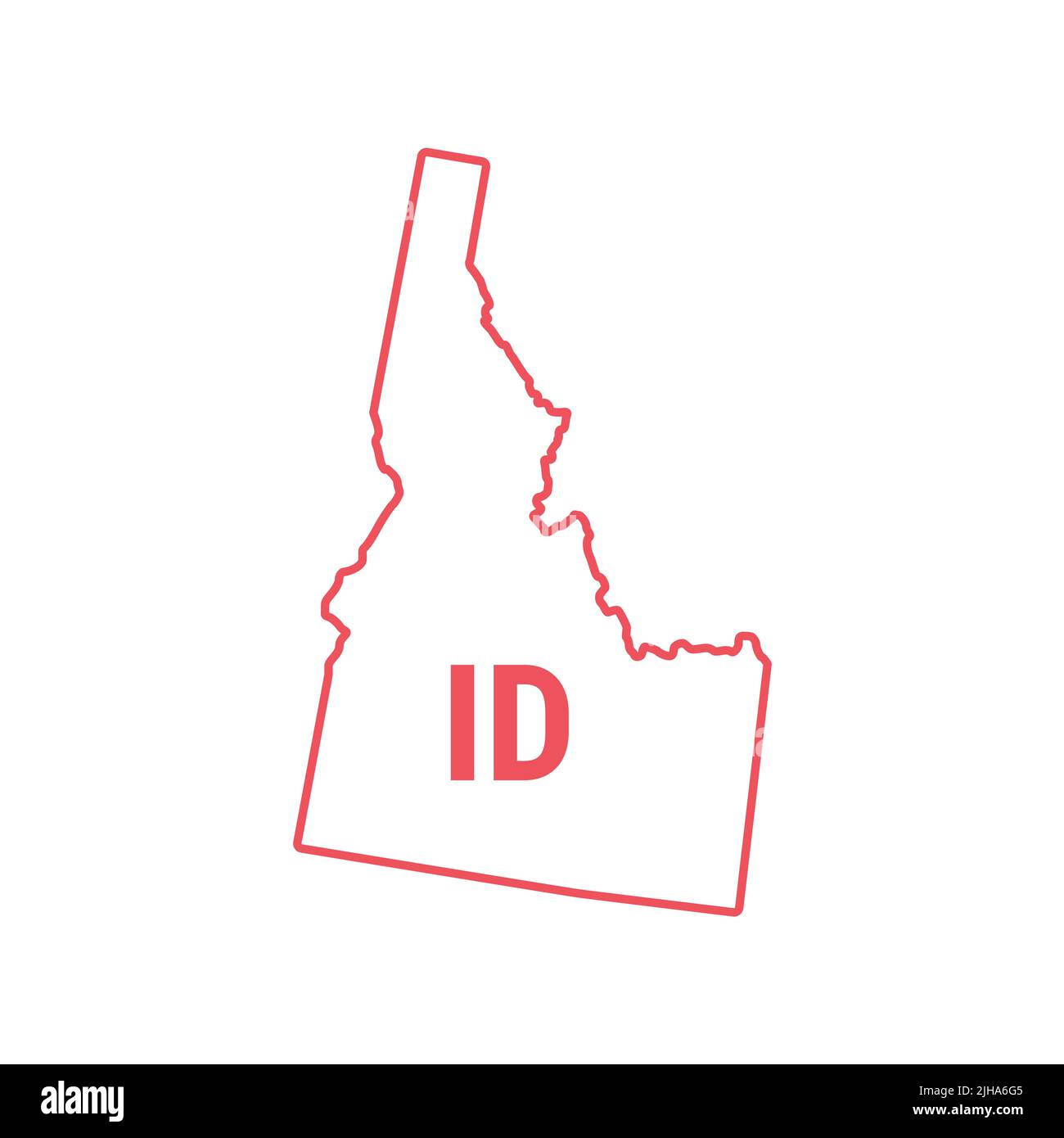 Idaho US state map red outline border. illustration isolated on white ...