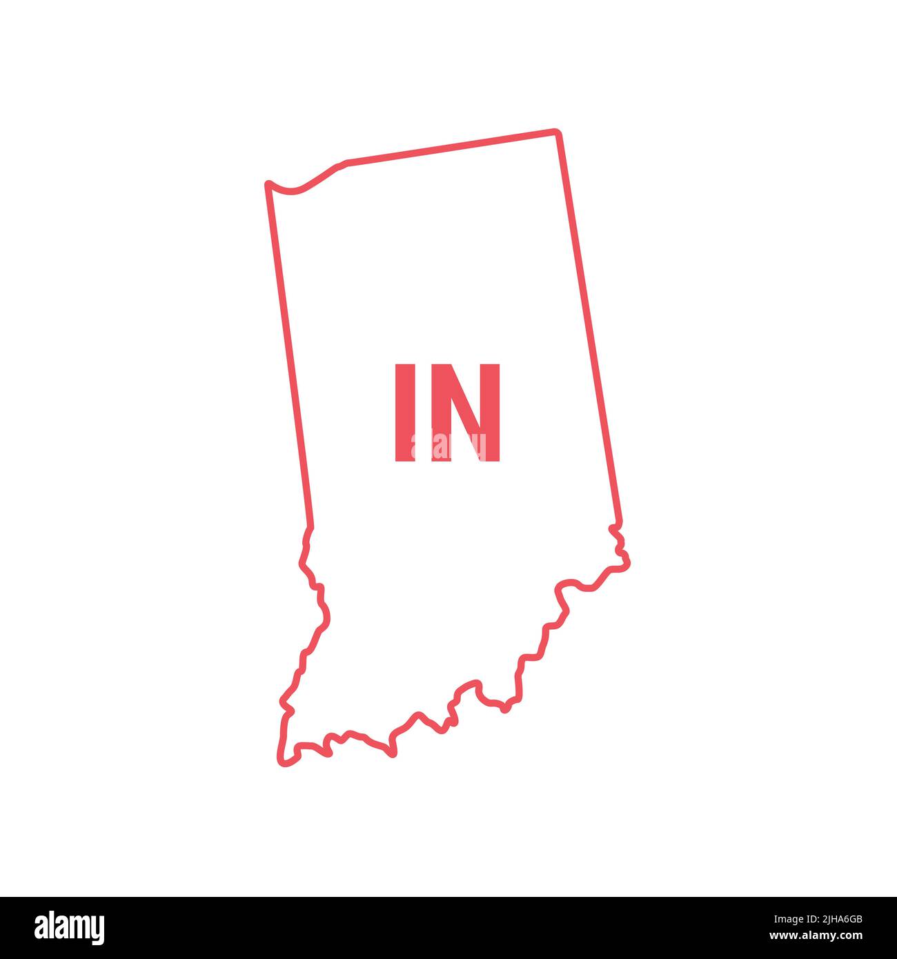 Indiana US state map red outline border. illustration isolated on white ...