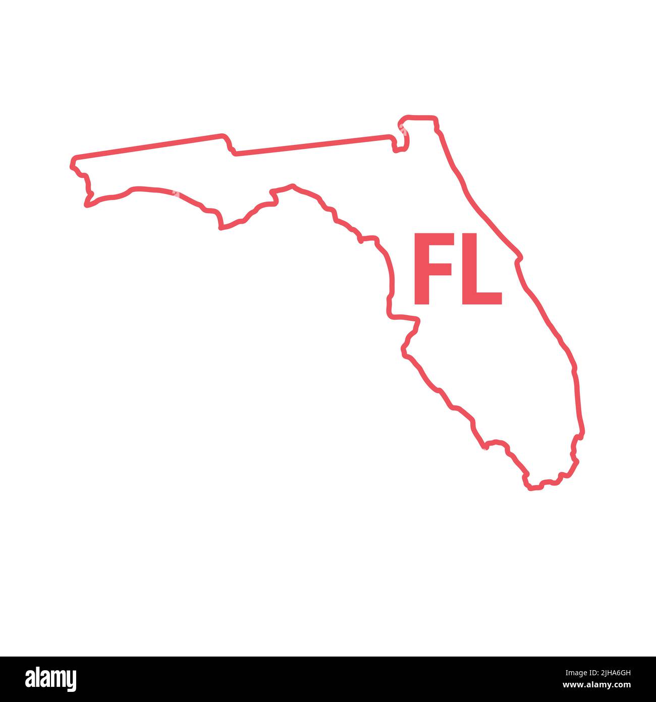 Florida US state map red outline border. illustration isolated on white ...