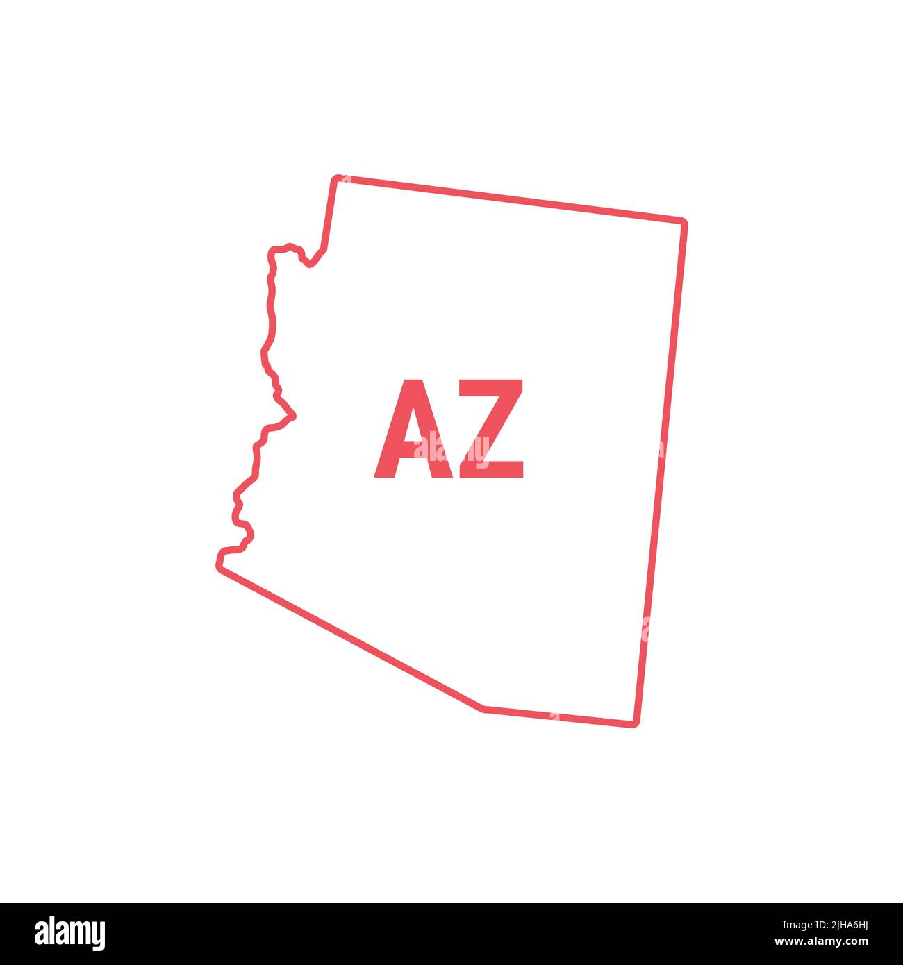 Arizona US state map red outline border. illustration isolated on white ...
