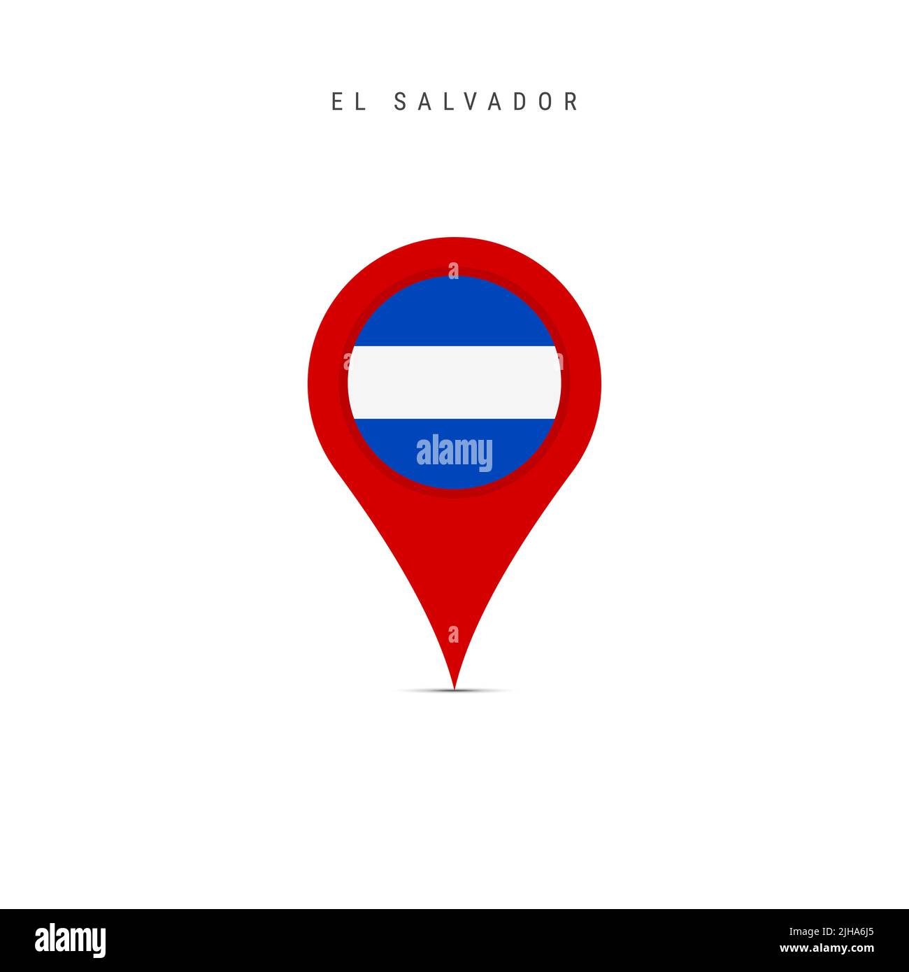 Teardrop map marker with flag of El Salvador. Salvadoran flag inserted in the location map pin ...