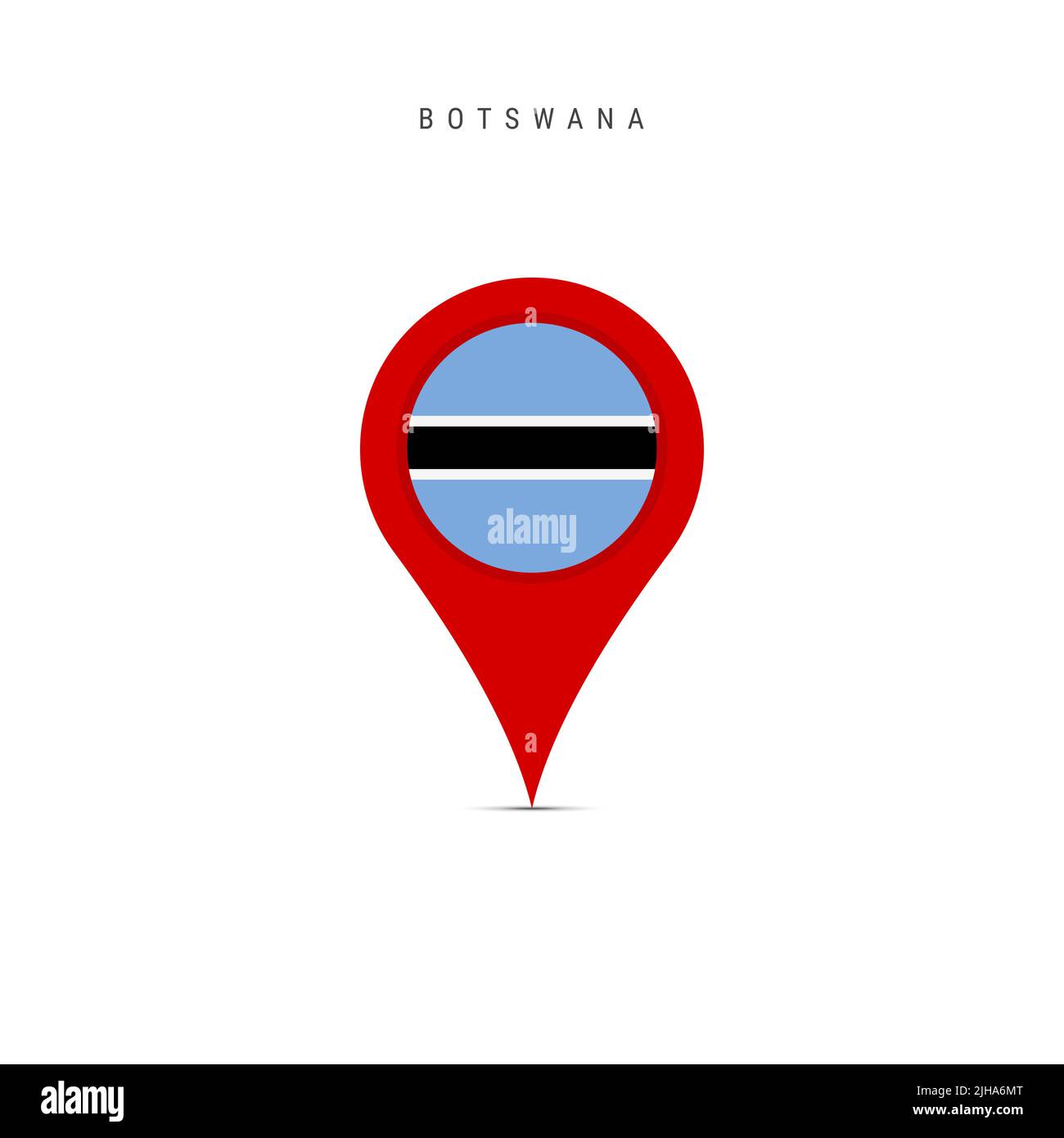 Teardrop map marker with flag of Botswana. Botswana flag inserted in the location map pin. Flat ...