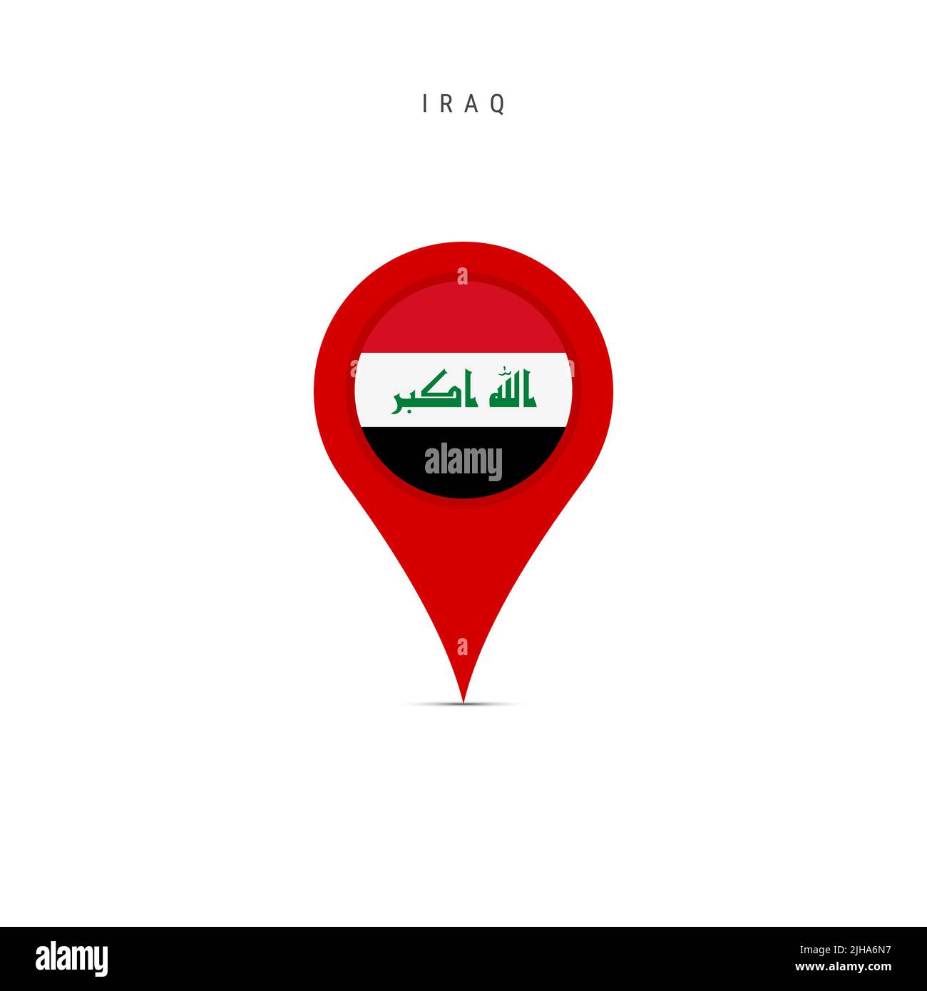 Teardrop map marker with flag of Iraq. Iraqi flag inserted in the location map pin. Flat ...