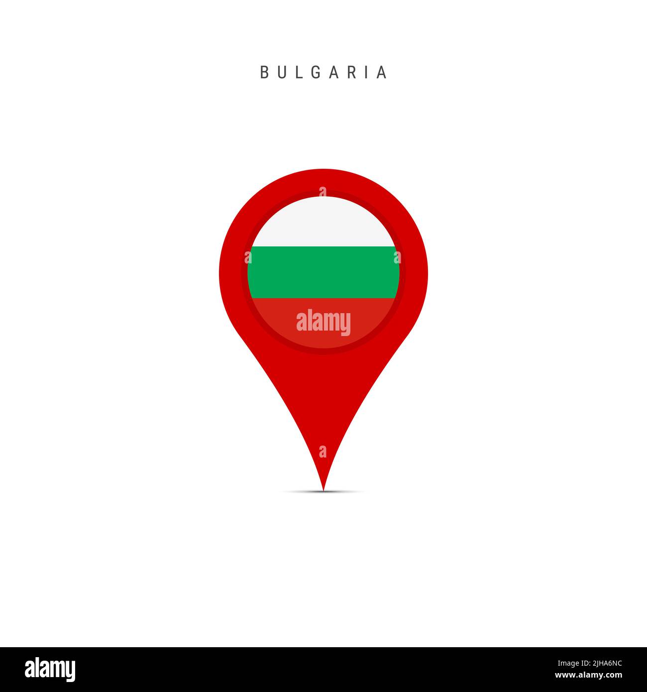 Teardrop map marker with flag of Bulgaria. Bulgarian flag inserted in ...