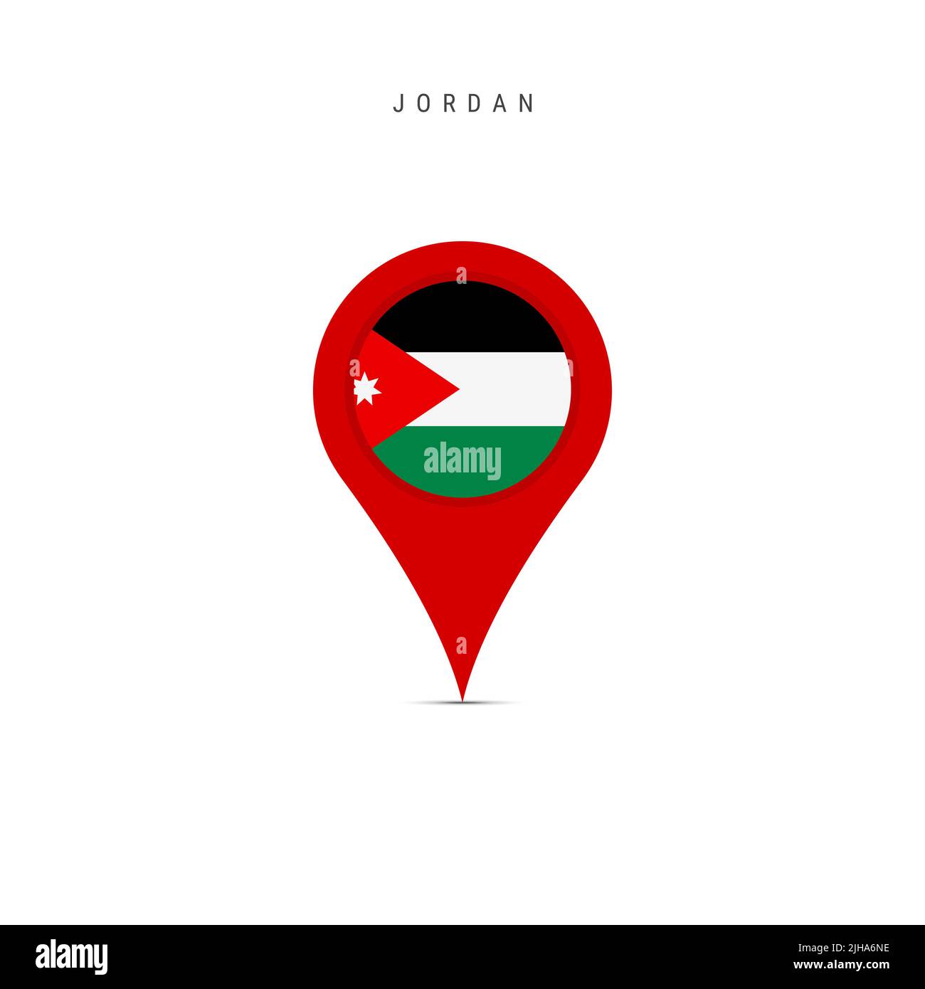 Teardrop map marker with flag of Jordan. Hashemite Kingdom of Jordan flag inserted in the ...