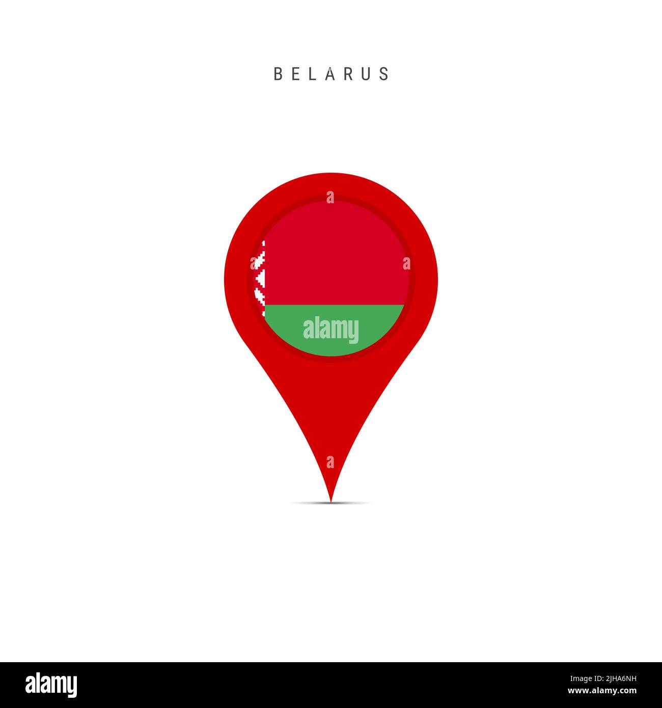 Teardrop map marker with flag of Belarus. Belorussian flag inserted in the location map pin ...