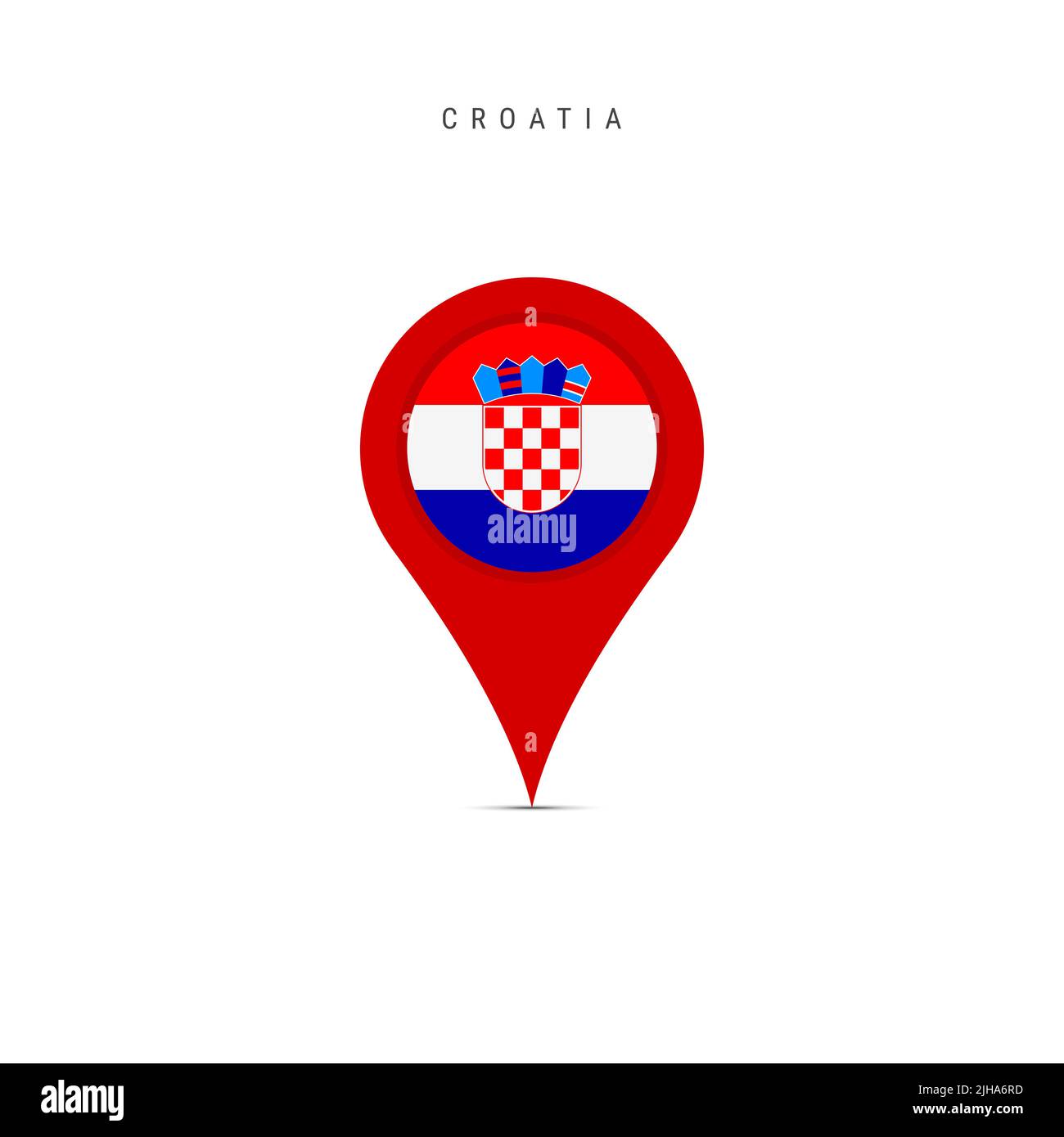 Teardrop map marker with flag of Croatia. Croatian flag inserted in the location map pin. Flat ...