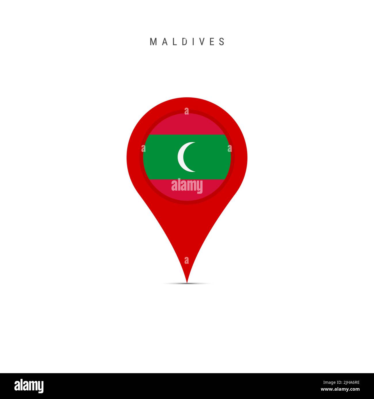 Teardrop map marker with flag of Maldives. Maldivian flag inserted in ...
