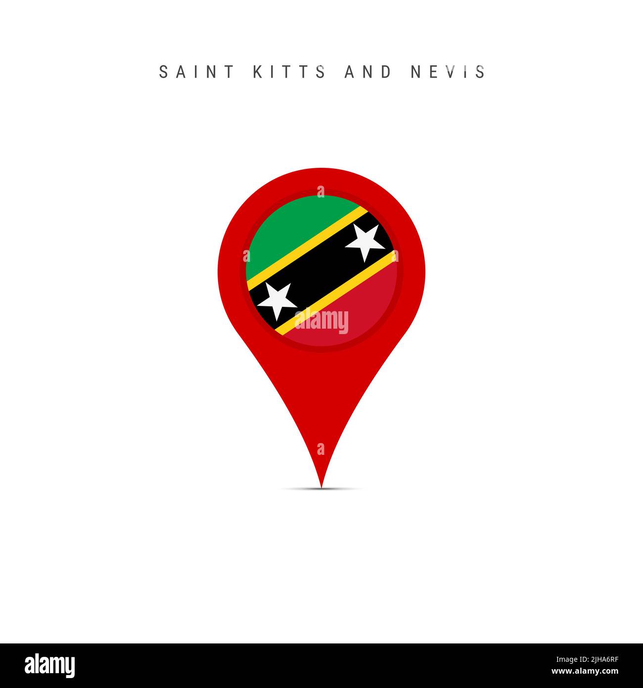 Teardrop map marker with flag of Saint Kitts and Nevis. Saint ...
