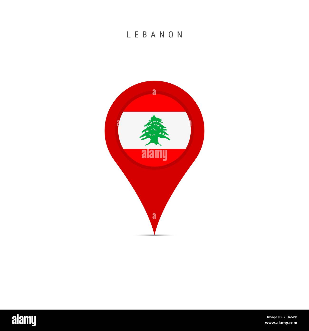 Teardrop map marker with flag of Lebanon. Lebanese flag inserted in the location map pin. Flat ...