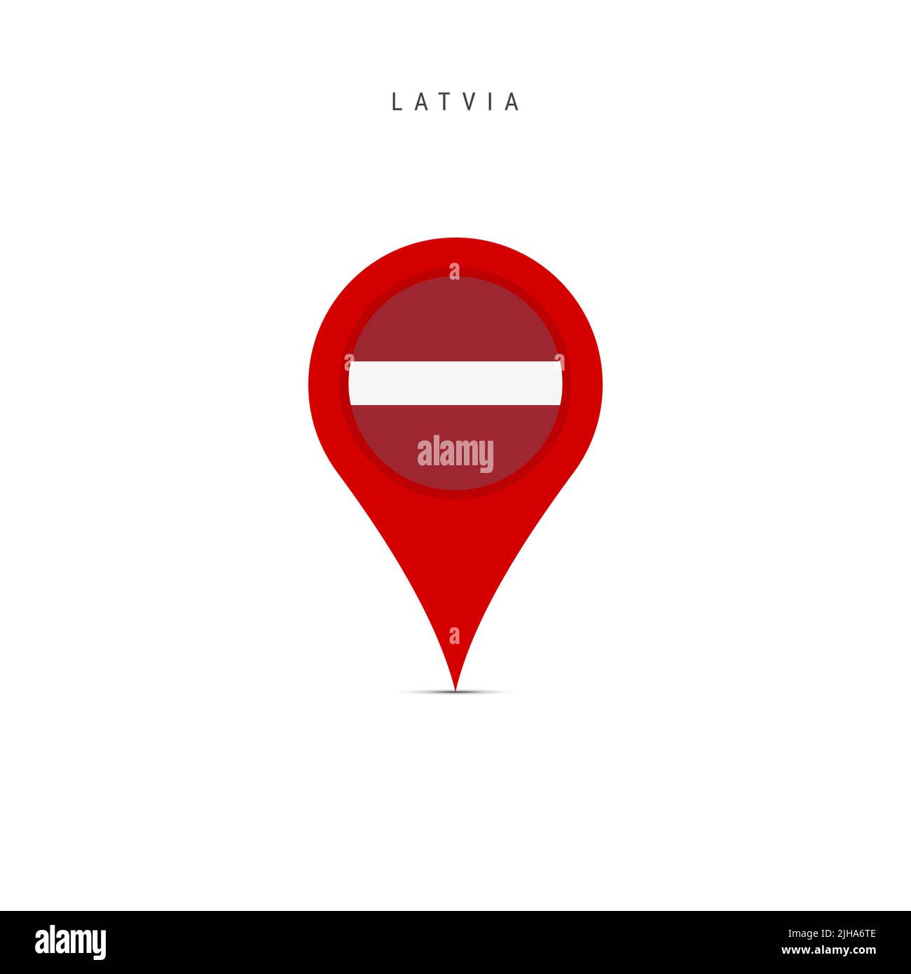 Teardrop map marker with flag of Latvia. Latvian flag inserted in the location map pin. Flat ...