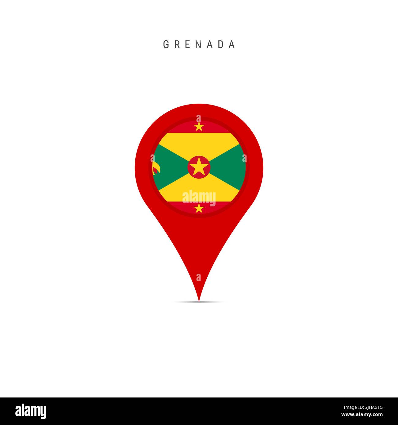 Teardrop map marker with flag of Grenada. Grenadian flag inserted in ...