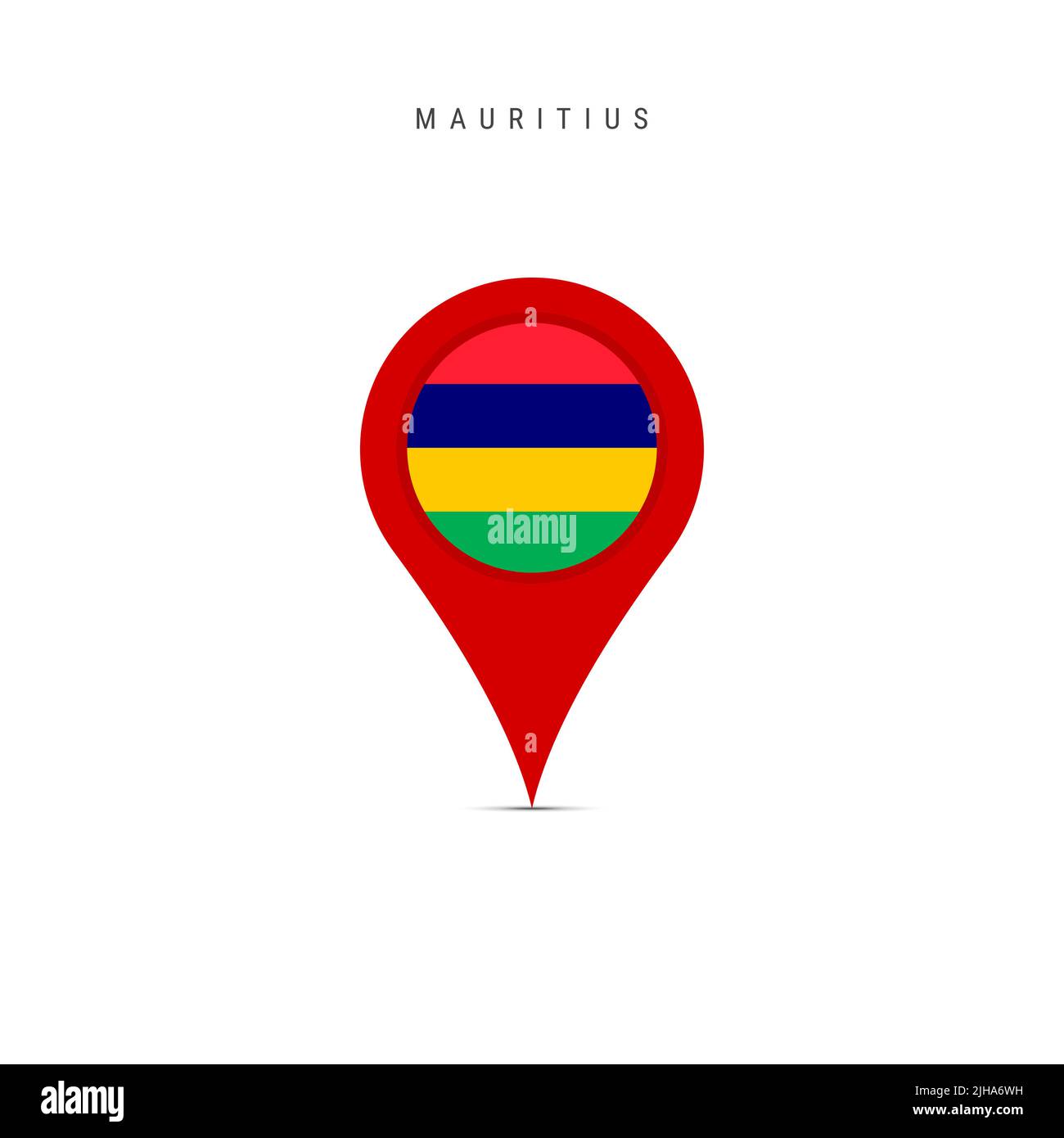 Teardrop map marker with flag of Mauritius. Mauritian flag inserted in the location map pin ...