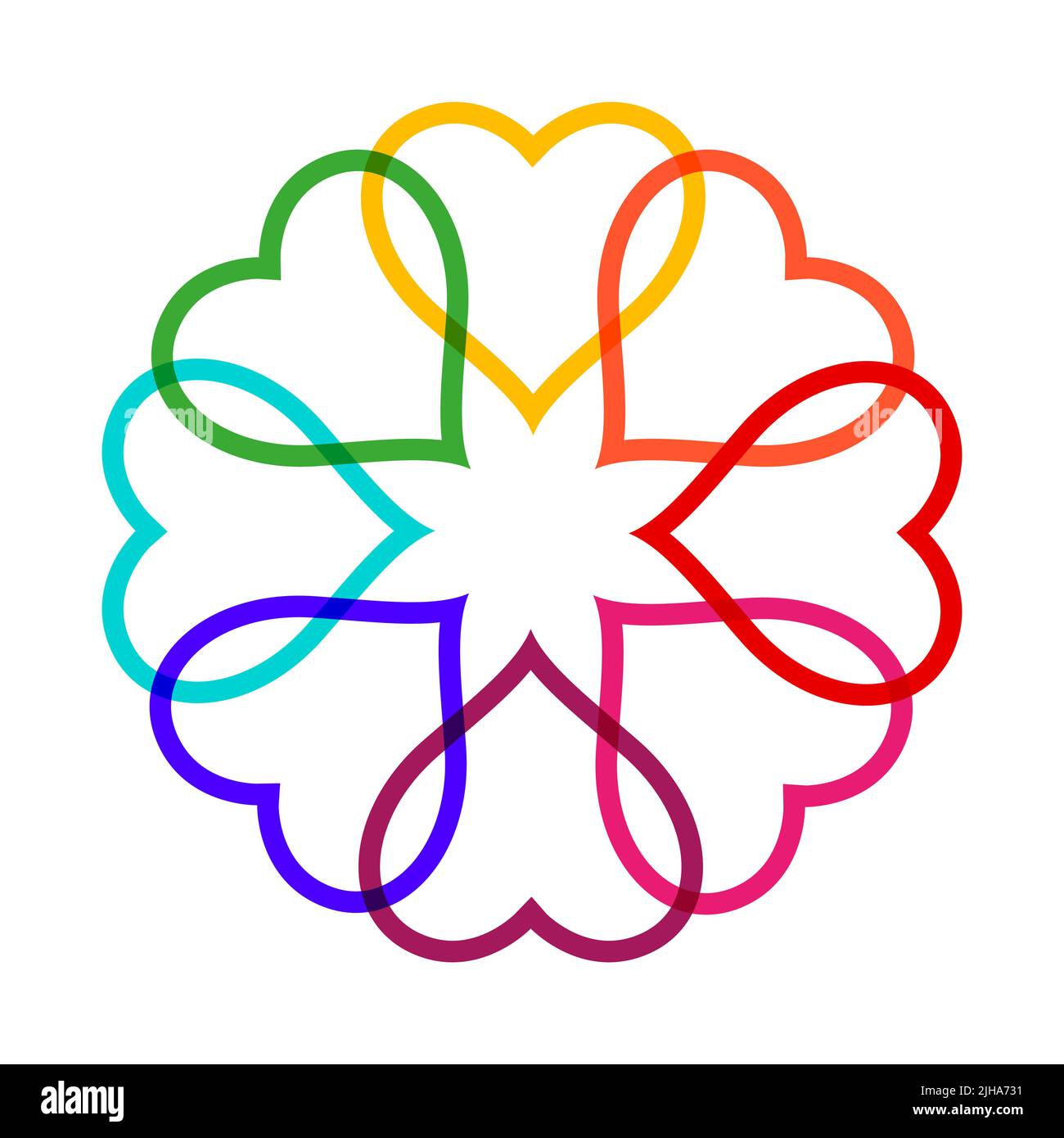 Together hearts circle wreath. Unity, union, community. Romantic round ...